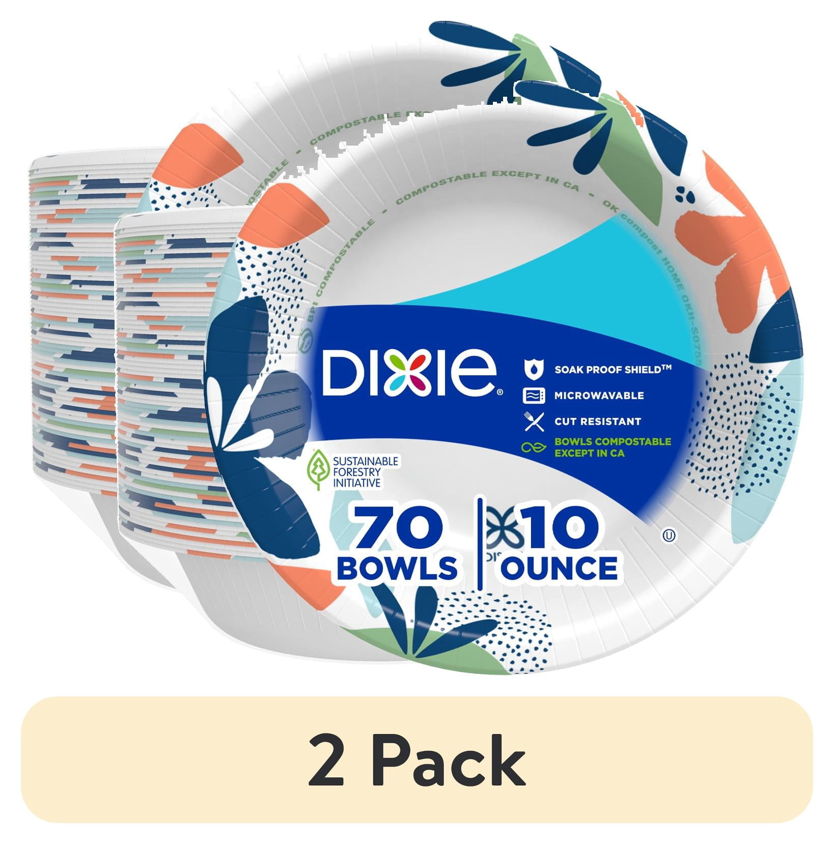 (2 pack) Dixie Disposable Paper Bowls, 10 oz, Multi-Color, 70 Count ...