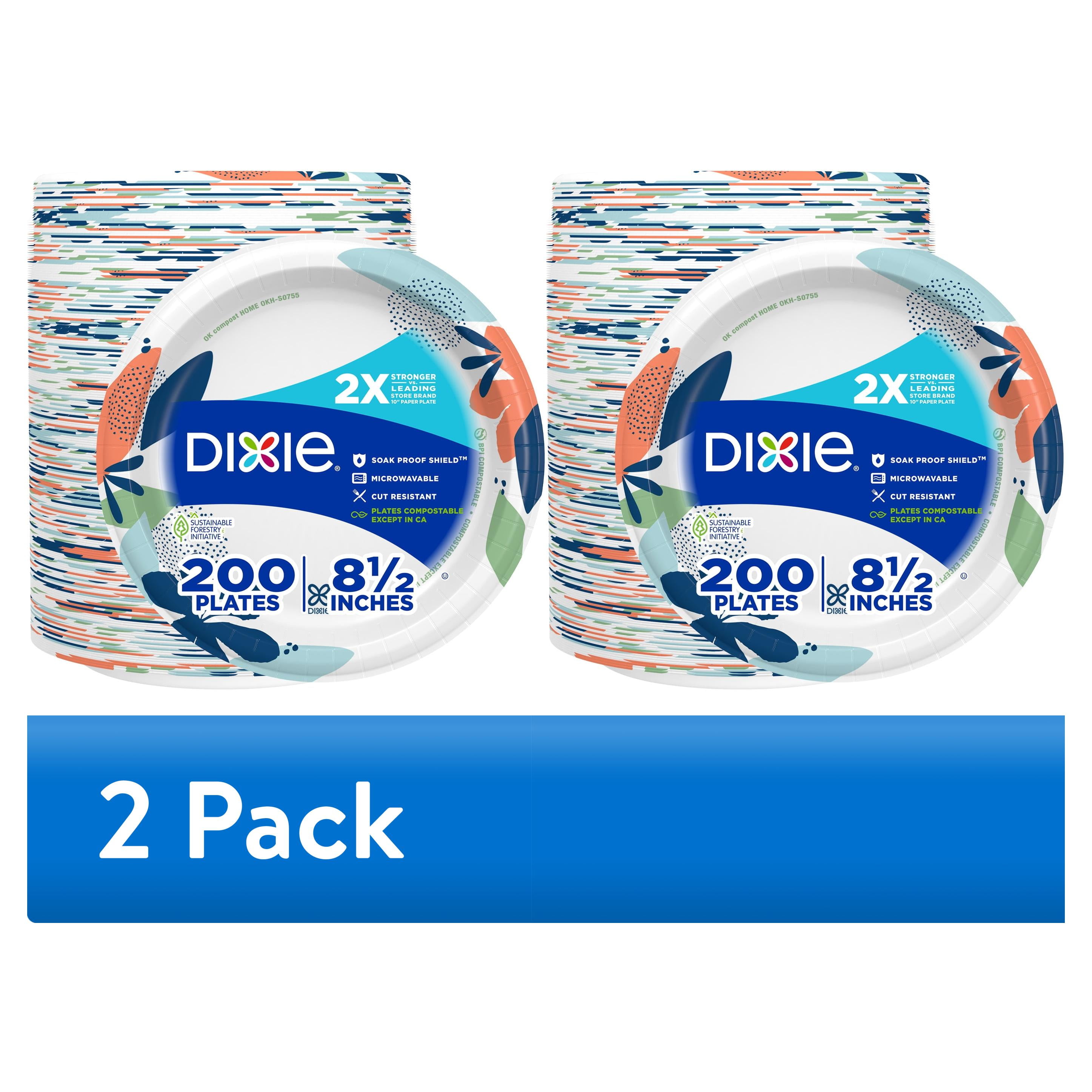 (2 pack) Dixie Disposable Paper Plates, 8.5", Multi-Color, 200 Count ...