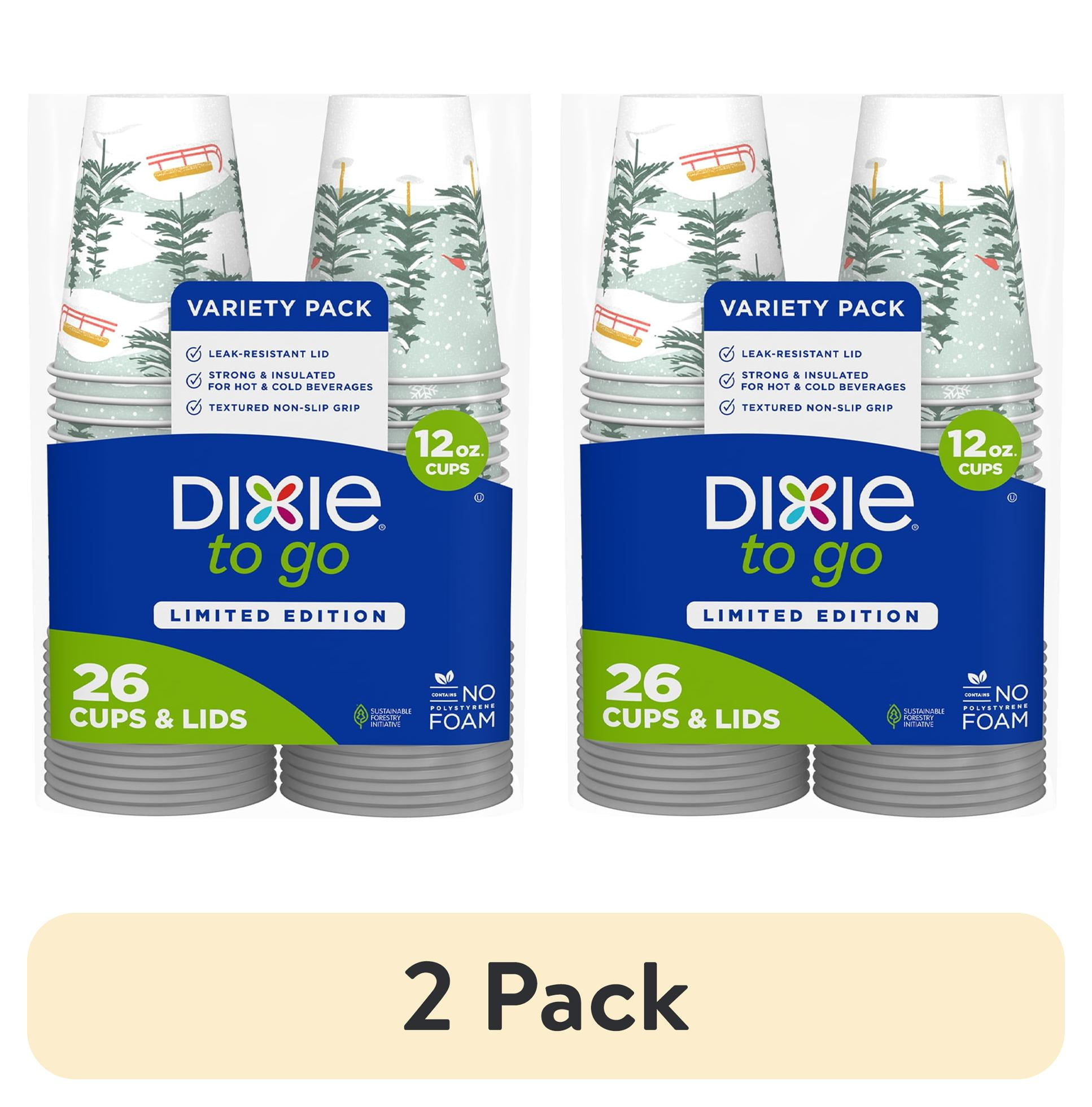(2 pack) Dixie To Go Holiday Disposable Paper Cups, 12 oz, Multi-Color ...