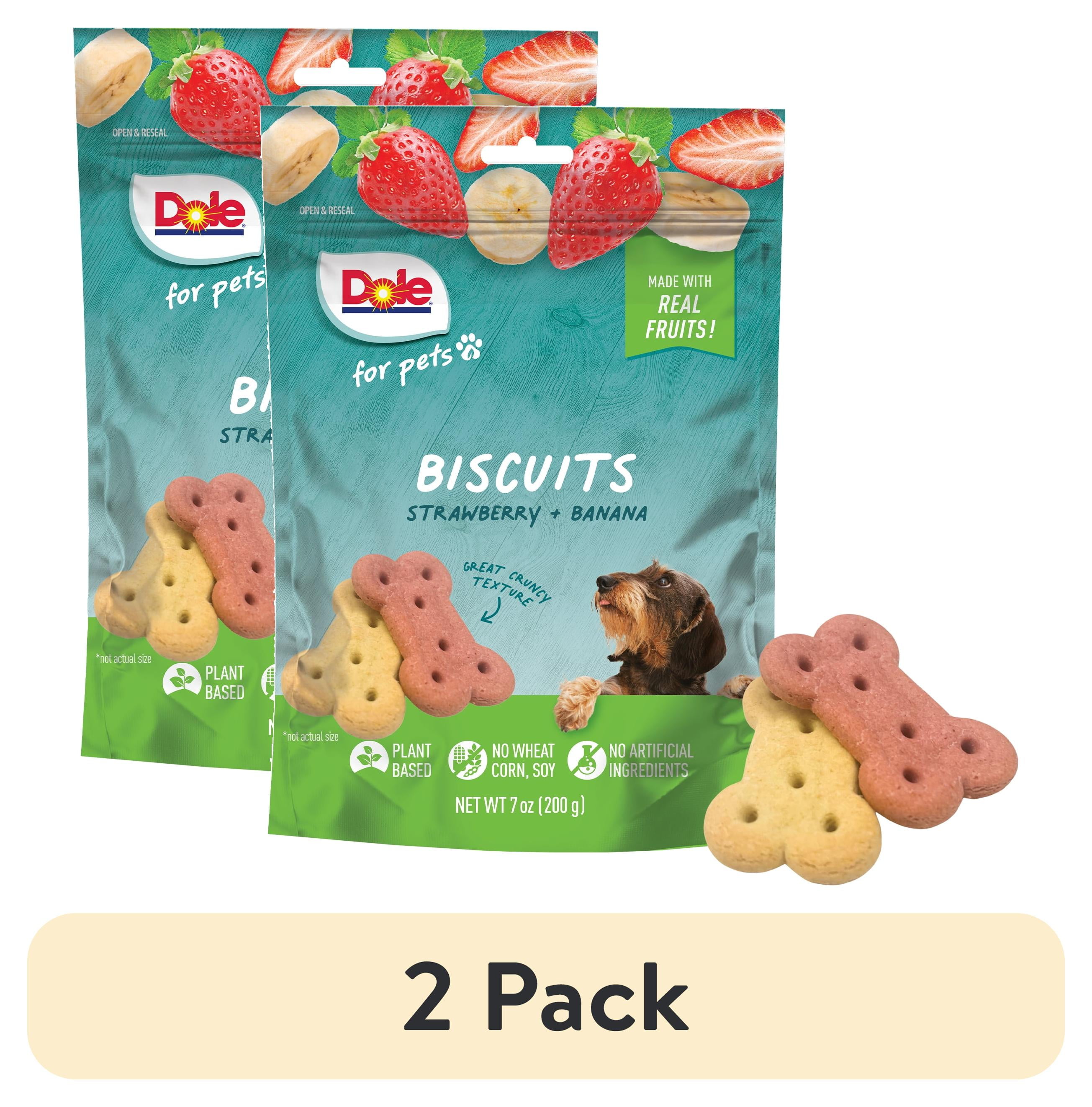(2 pack) Dole Dog Biscuit Treats, Banana & Strawberry Flavors, No Wheat ...
