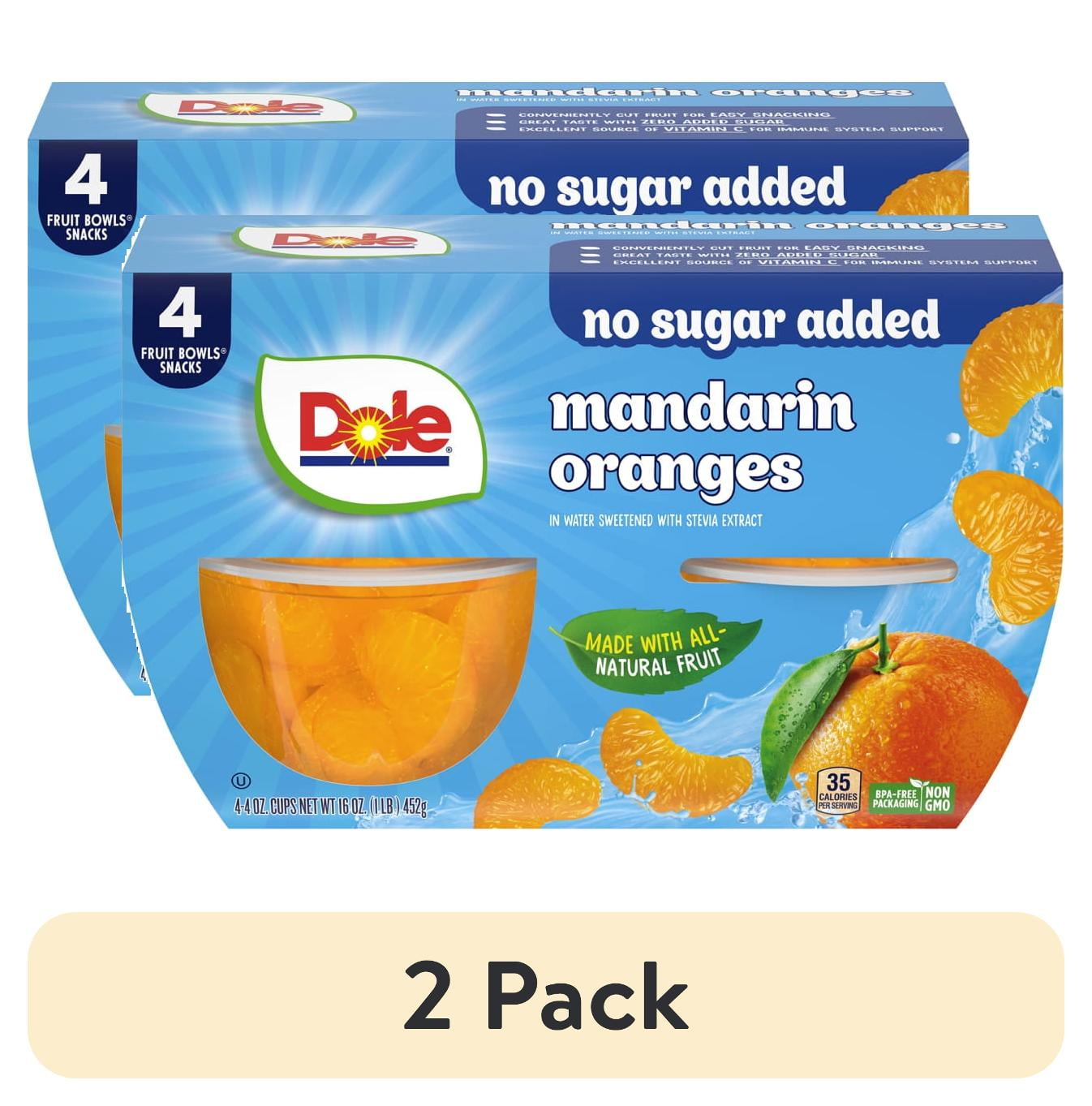 (2 pack) Dole Fruit Bowls No Sugar Added Mandarin Oranges in Water, 4 ...