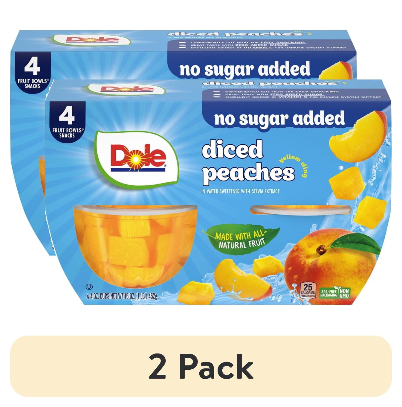 (2 pack) Dole Fruit Bowls No Sugar Added Yellow Cling Diced Peaches in ...