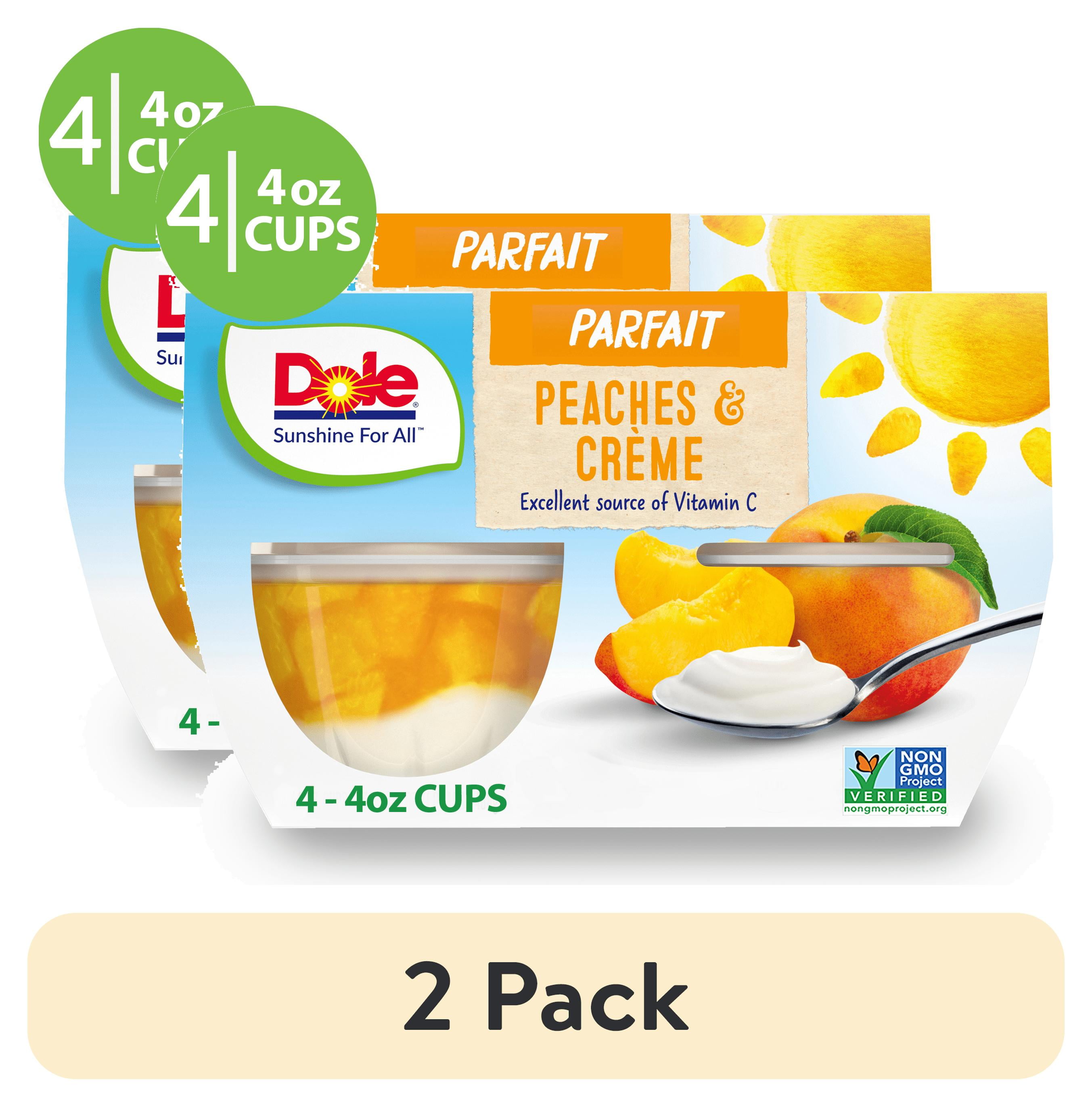 (2 pack) Dole Fruit Bowls Peaches and Crème Parfait, 4.3 oz Cups (4 ...