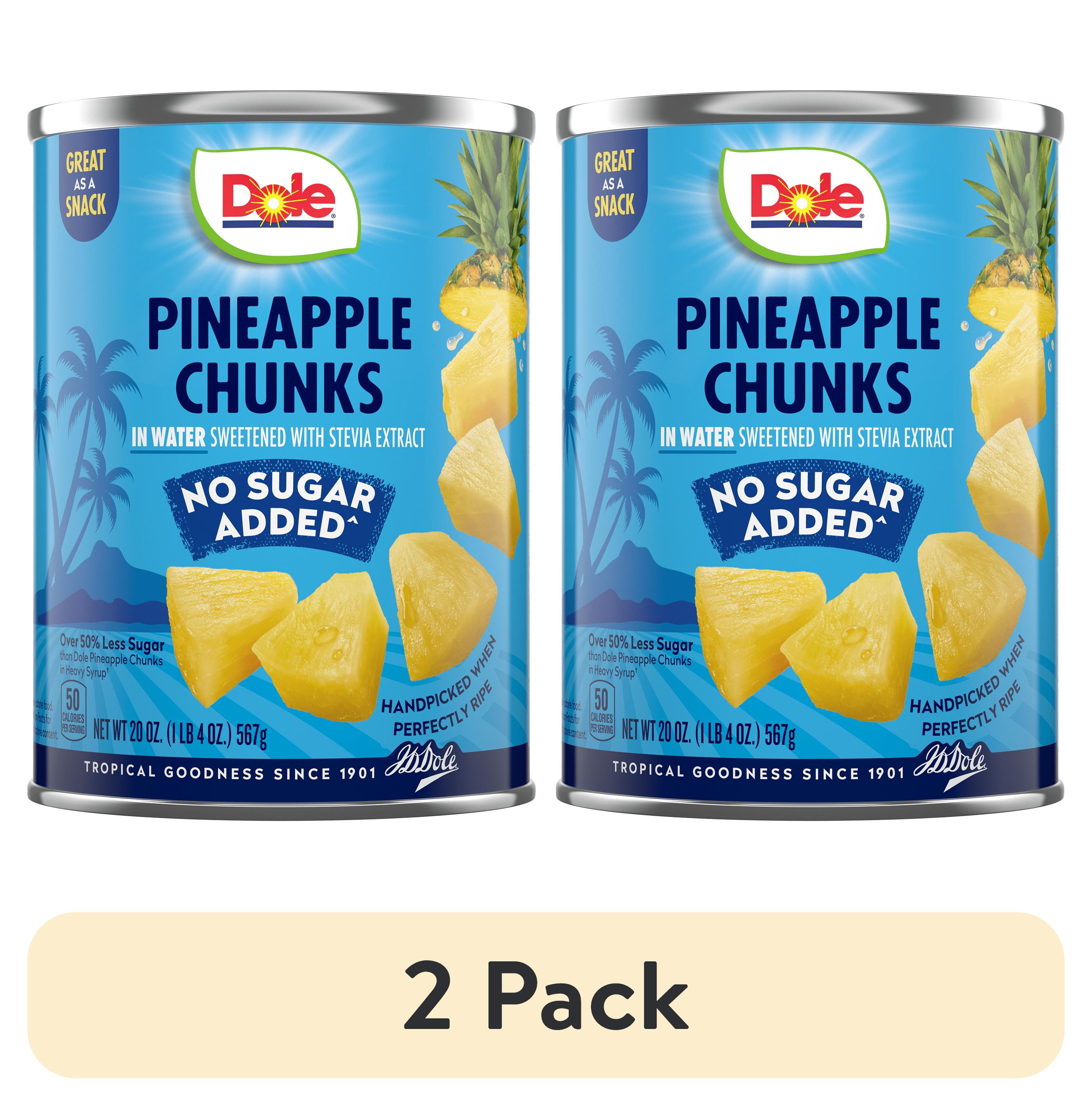(2 pack) Dole No Sugar Added^ Pineapple Chunks in Water^^, 20 oz Can ...