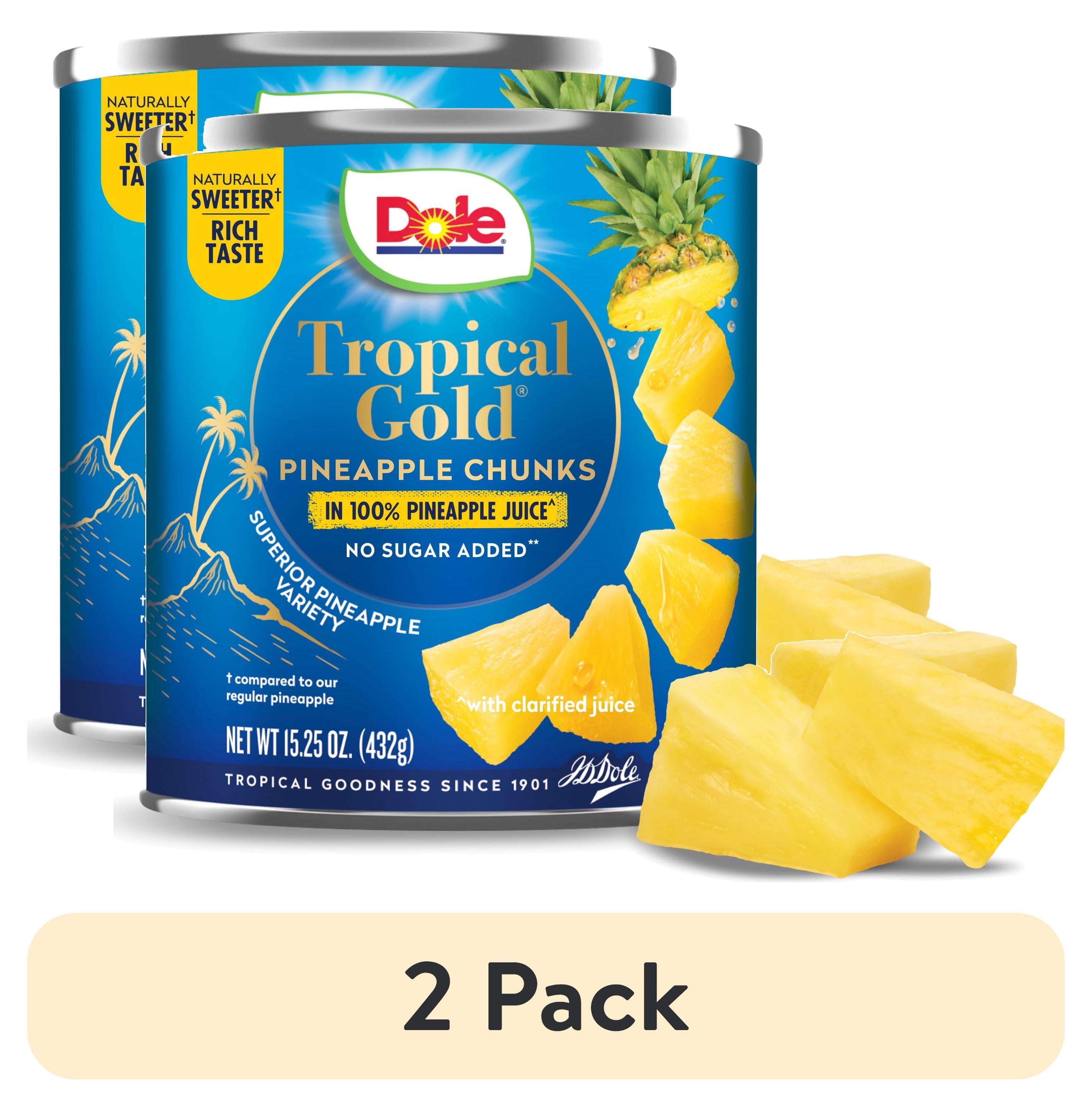 (2 pack) Dole Tropical Gold Pineapple Chunks in 100% Pineapple Juice ...