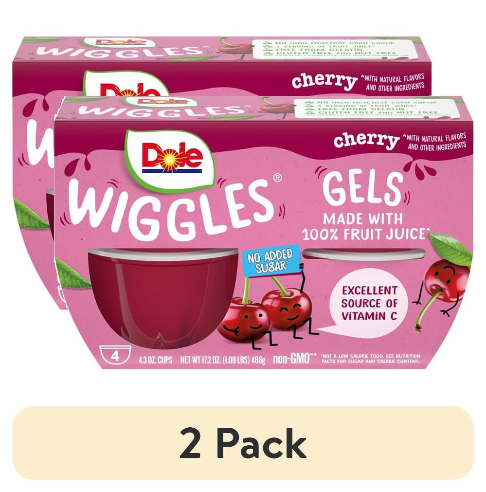 (2 pack) Dole Wiggles Cherry Fruit Juice Gels, 4.3 oz (4 Cups ...
