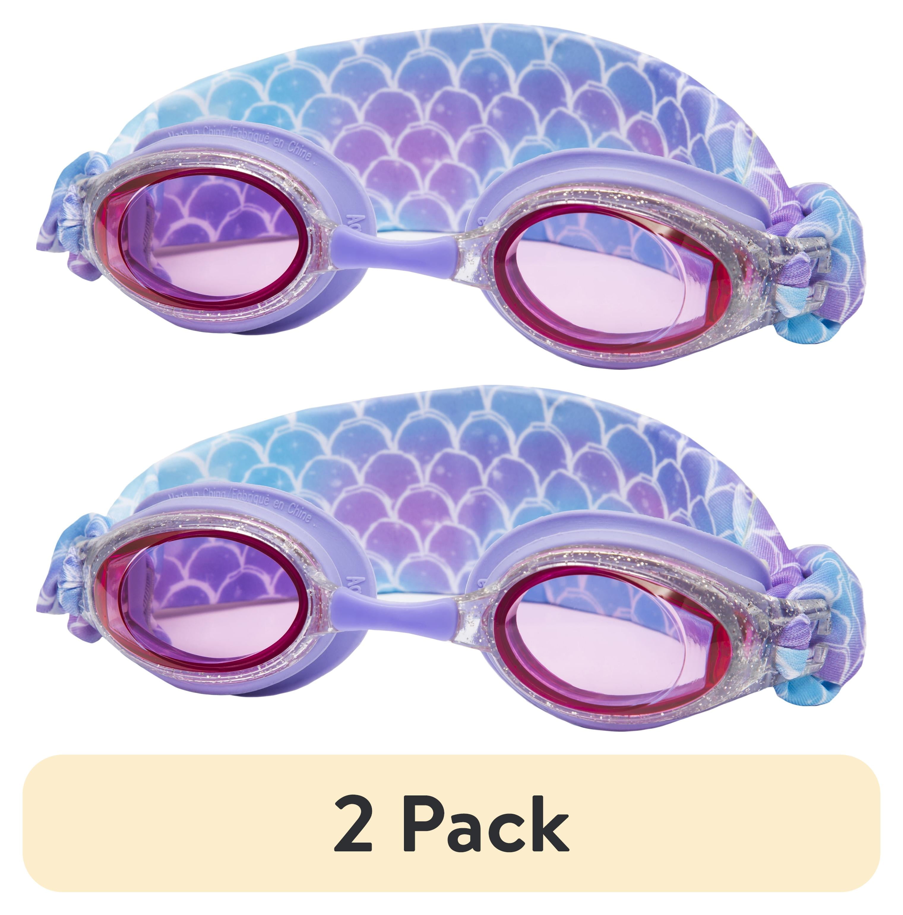 (2 pack) Dolfino Youth Mermaid Fabric Strap Goggles for Children, Blue ...