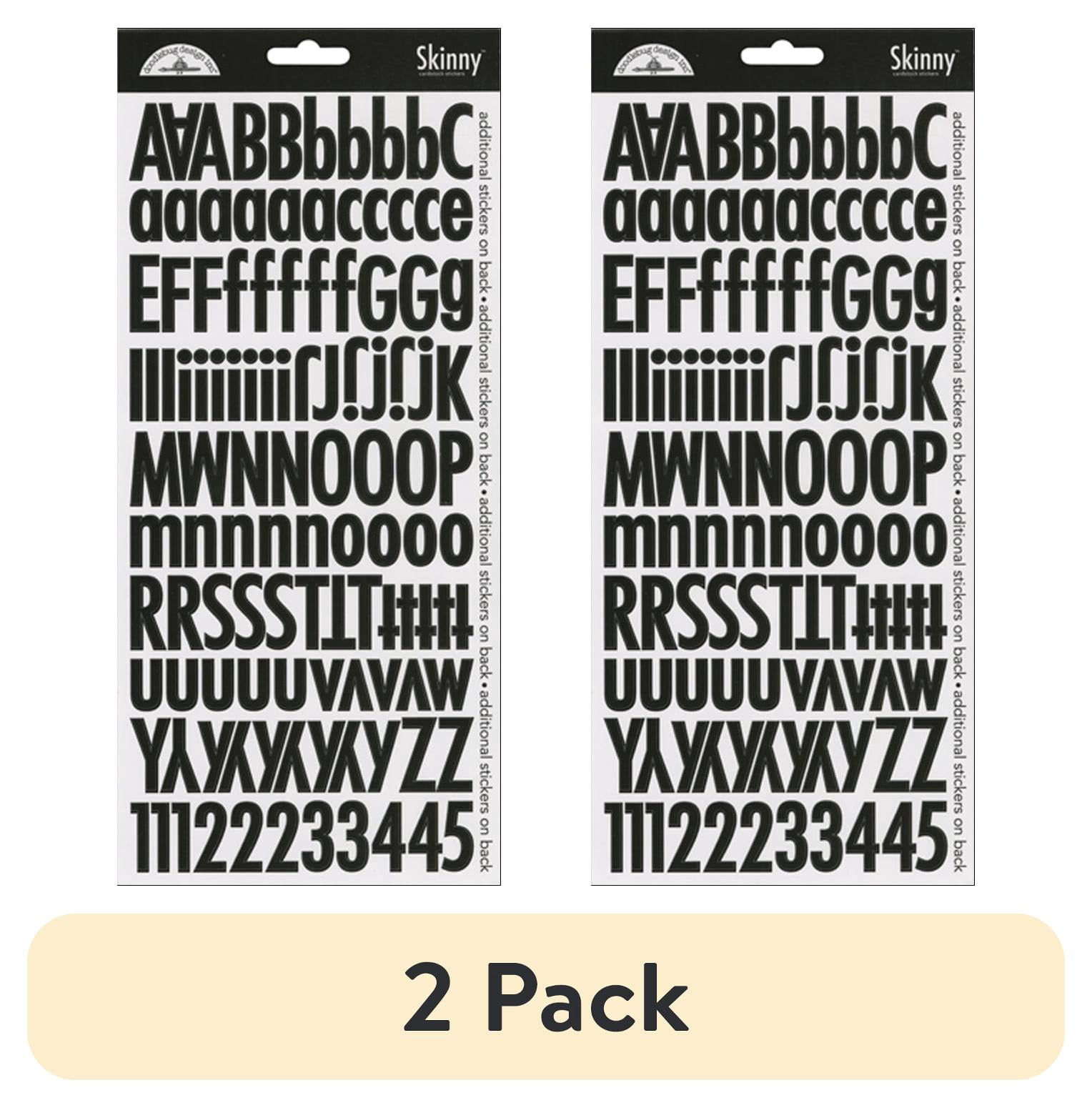 (2 pack) Doodlebug Skinny Cardstock Alpha Stickers-beetle Black ...