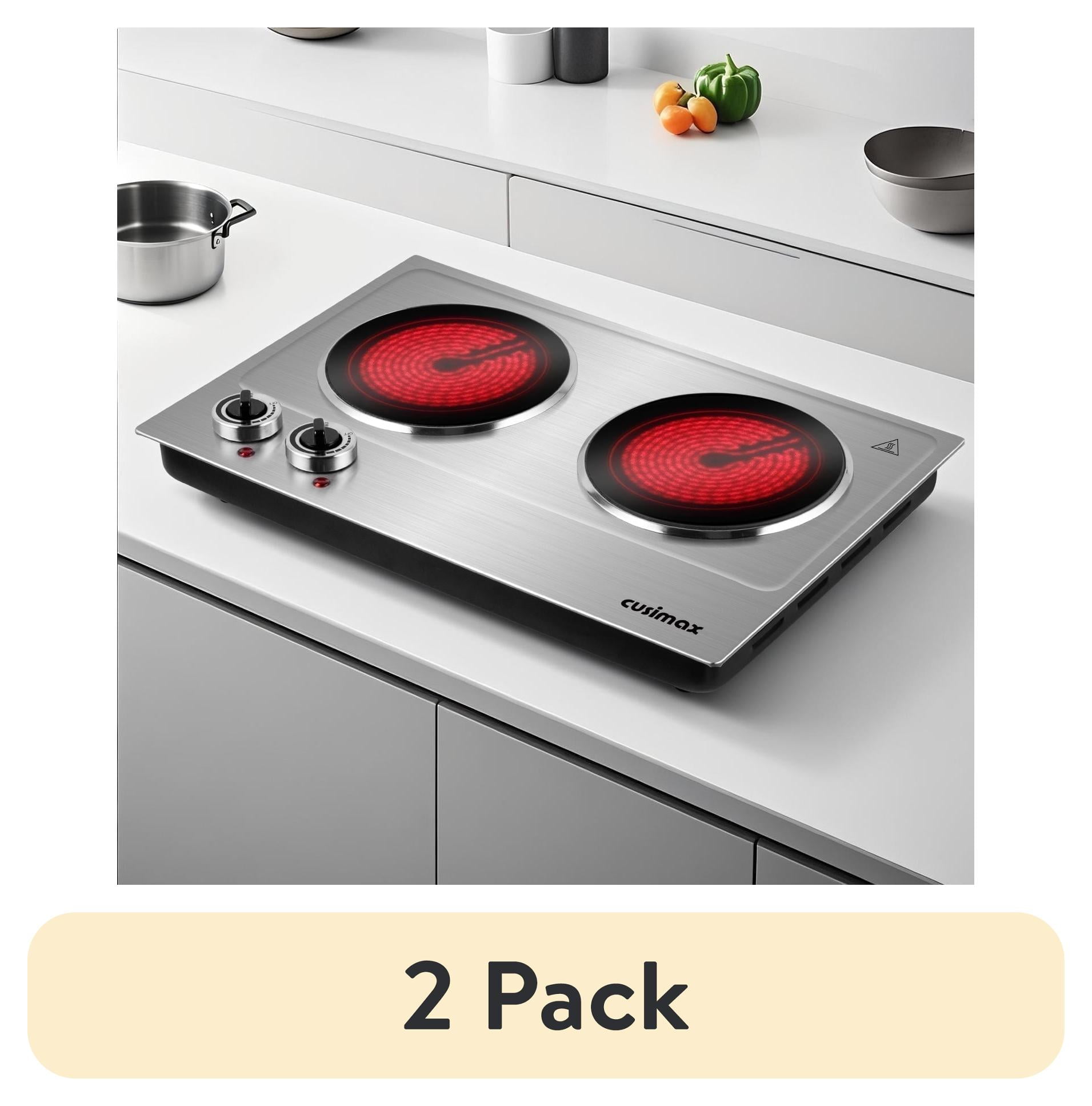 (2 pack) Double Hot Plate, CUSIMAX 1800W Portable Ceramic – Dual ...