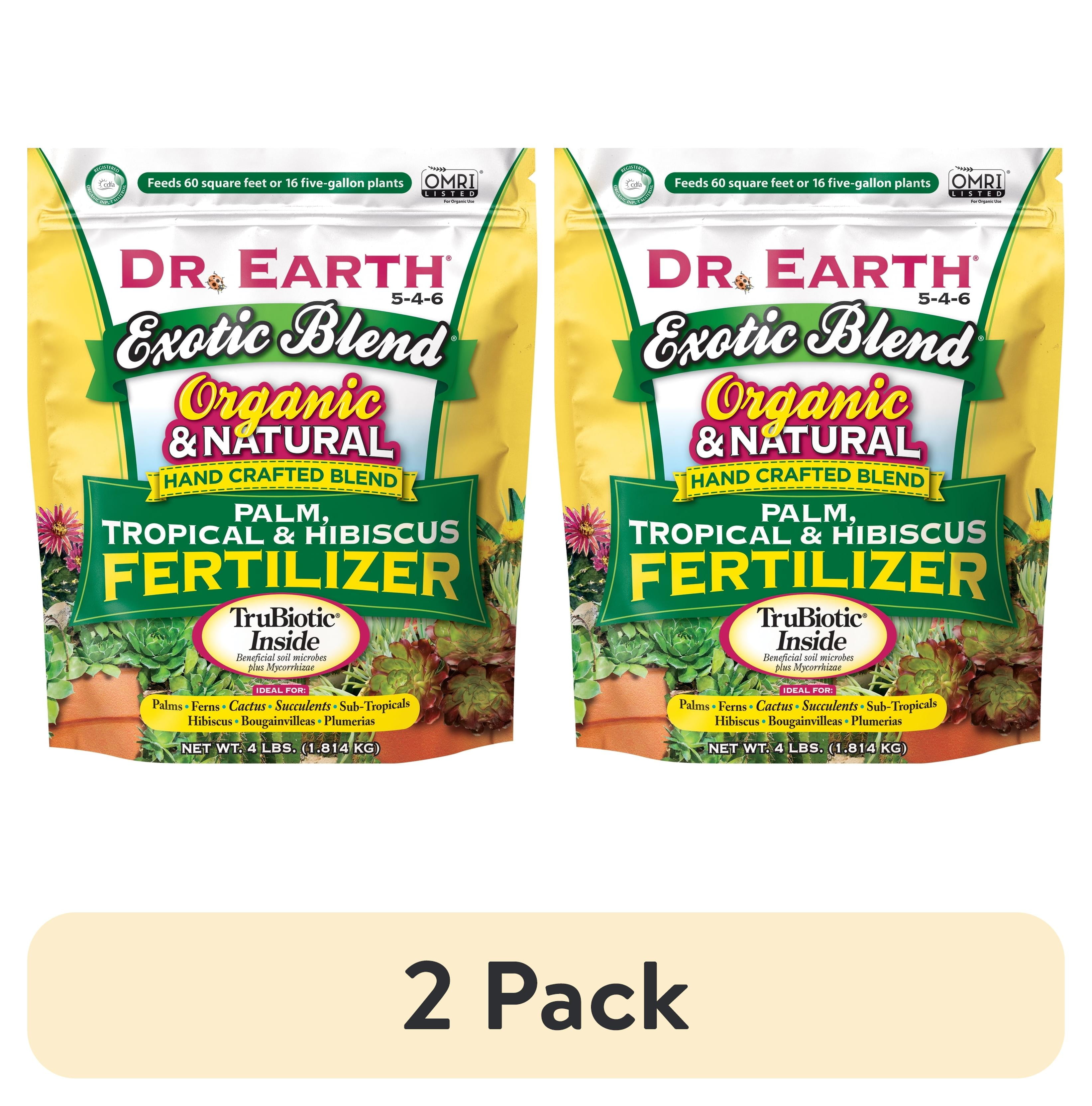 (2 pack) Dr. Earth Exotic Blend Palm & Tropical Fertilizer 6-4-6 4lb ...