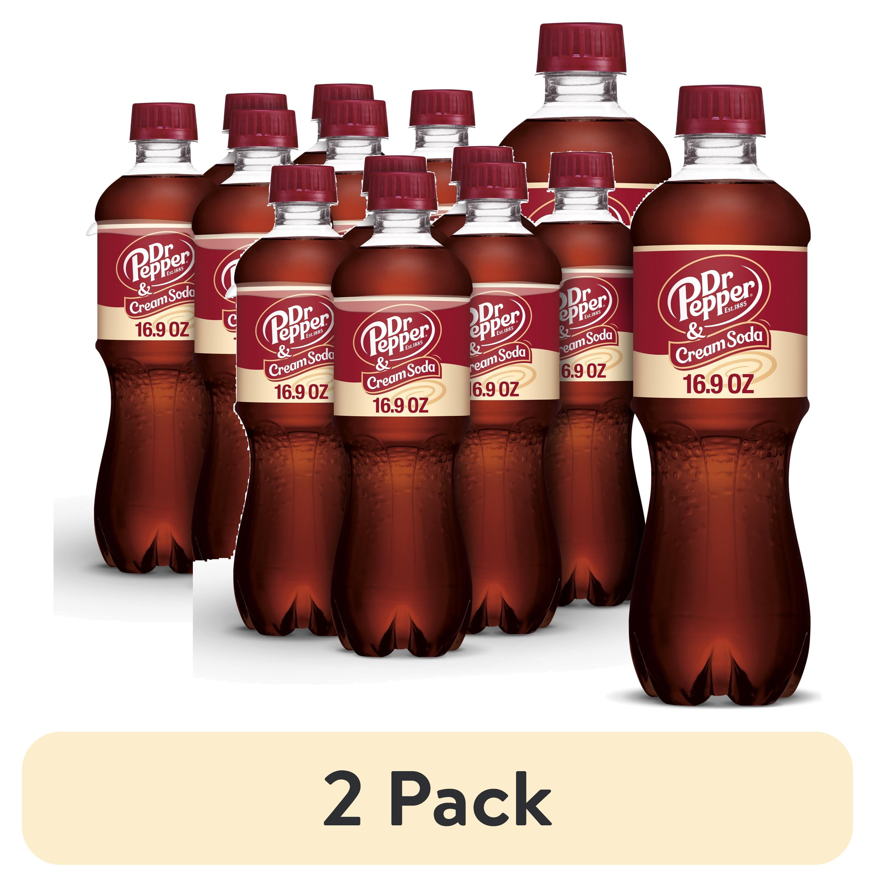 (2 pack) Dr Pepper & Cream Soda Pop, 16.9 fl oz, 6 Pack Bottles ...