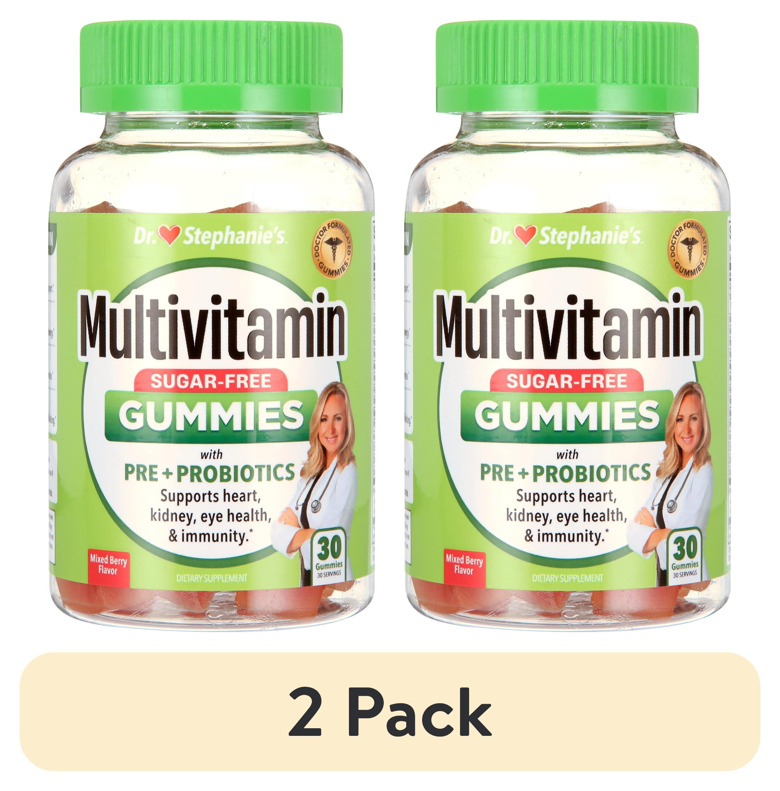 (2 pack) Dr. Stephanie's Multivitamin & Probiotic Gummies, Zero-Sugar ...