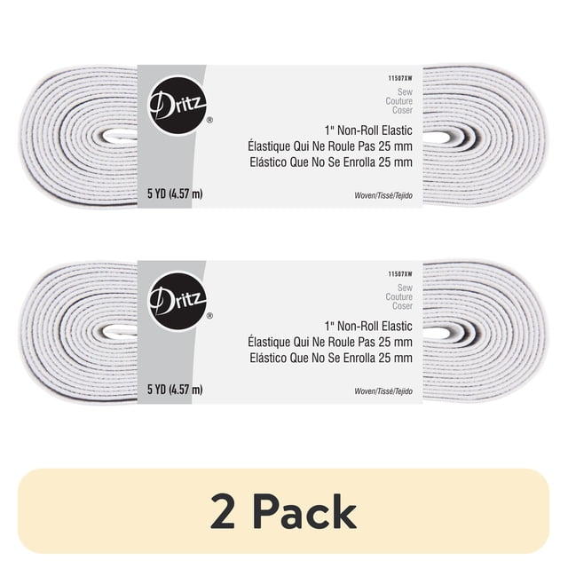 (2 pack) Dritz 1" Sewing & Crafting Non-Roll Elastic Value Pack White 5 ...