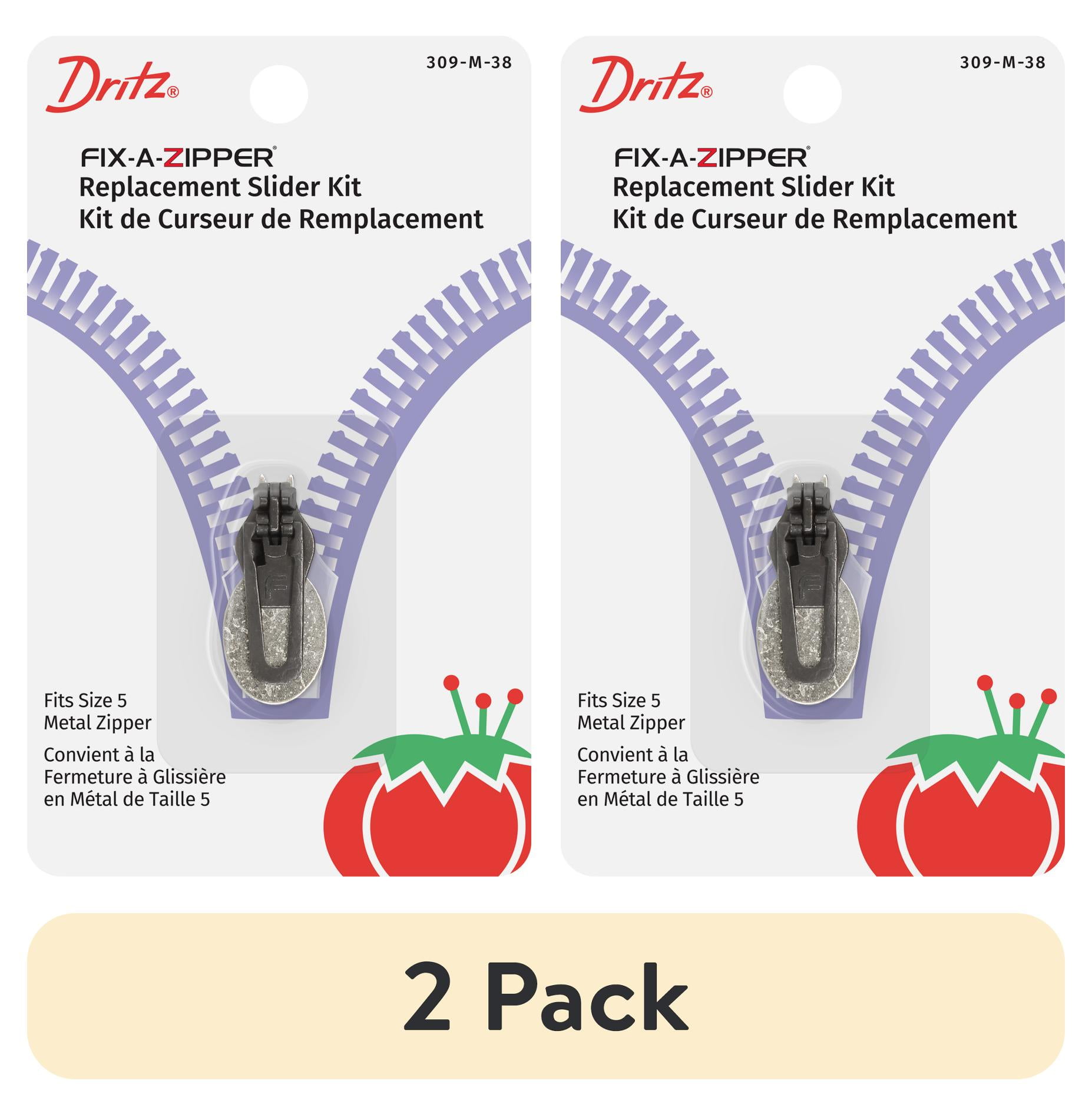 (2 pack) Dritz Fix-A-Zipper Replacement Slider Kit for Size 5 Coil ...
