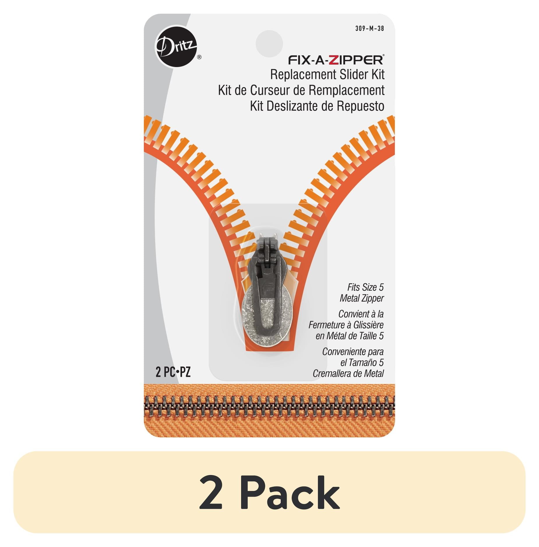 (2 pack) Dritz Fix-A-Zipper Size 5 metal antique brass 1pc - Walmart.com