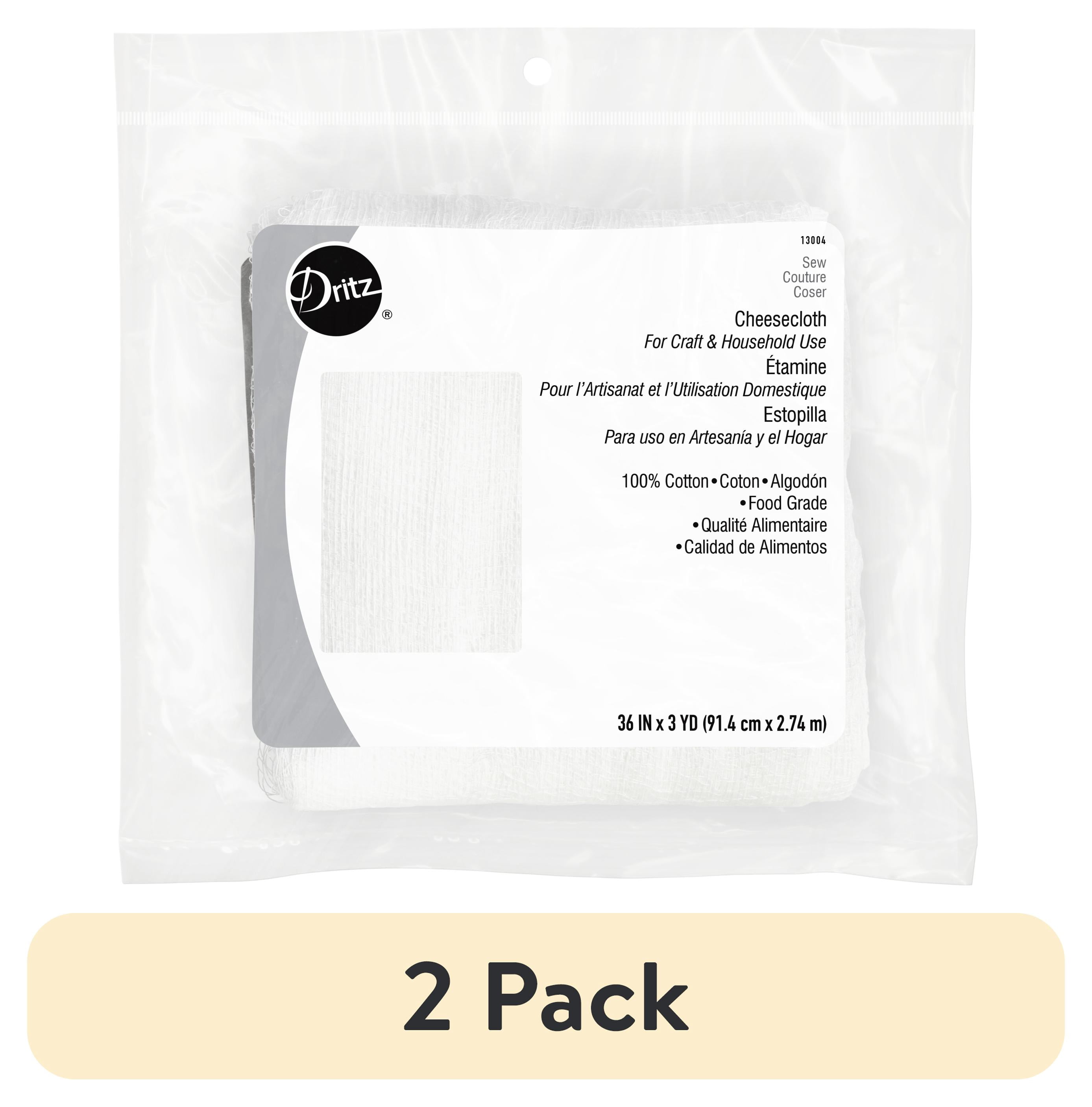 (2 pack) Dritz Cotton Cheesecloth, Food Grade, 36in x 3 Yards, for ...