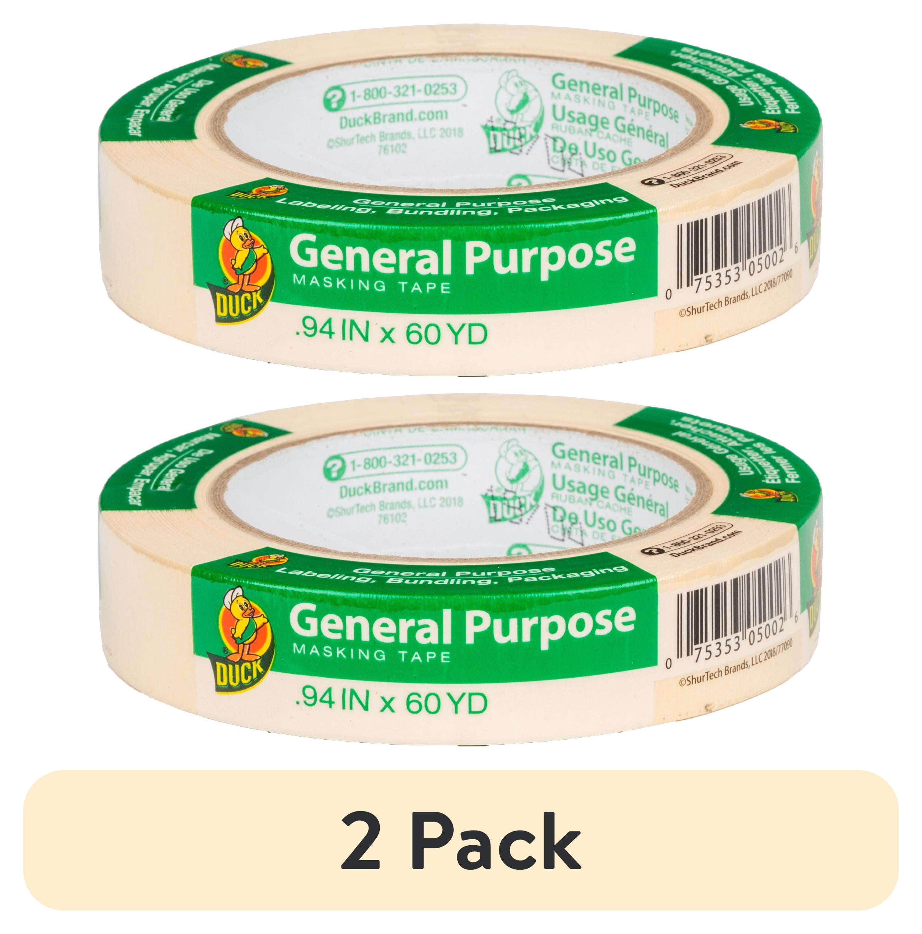 (2 pack) Duck Brand General Purpose Masking Tape - Beige, .94 in. x 60 ...