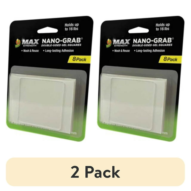 (2 pack) Duck Max Strength Nano-Grab Square Tabs - Clear, 8 pk, 2 in. x ...