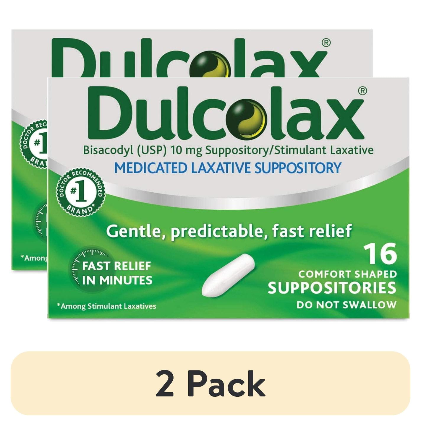 (2 pack) Dulcolax Medicated Laxative Suppositories, Fast Relief, 16 ...
