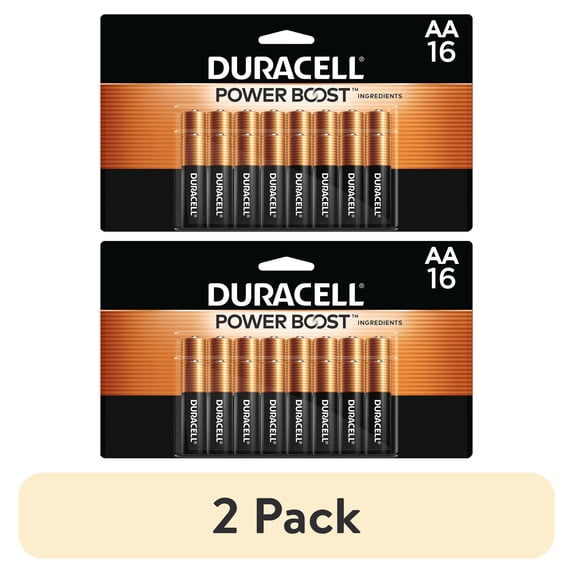 (2 pack) Duracell Coppertop AA Battery with POWER BOOST™, 16 Pack Long ...