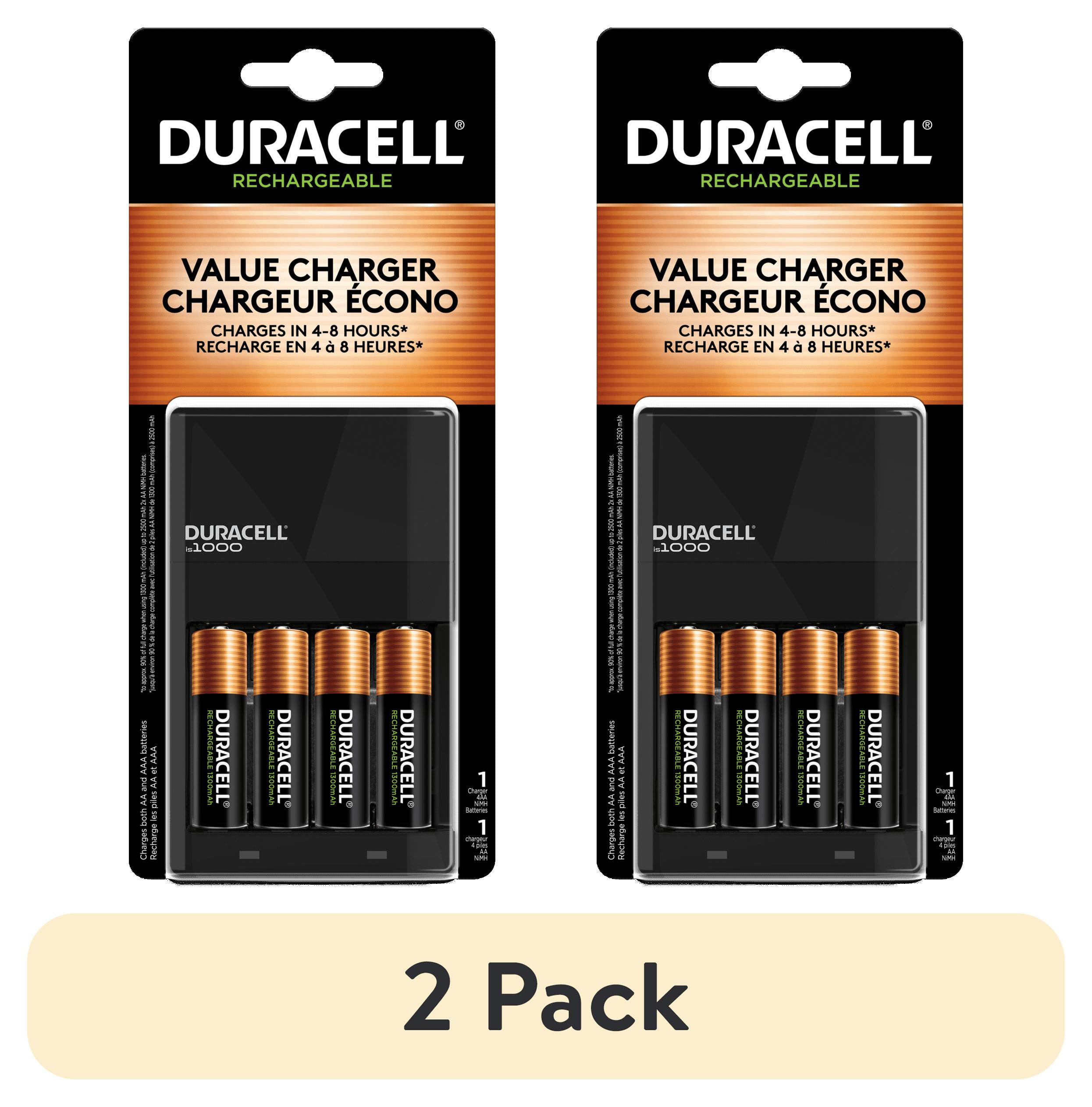 (2 pack) Duracell ION SPEED 1000 Rechargeable Battery Charger, Includes ...