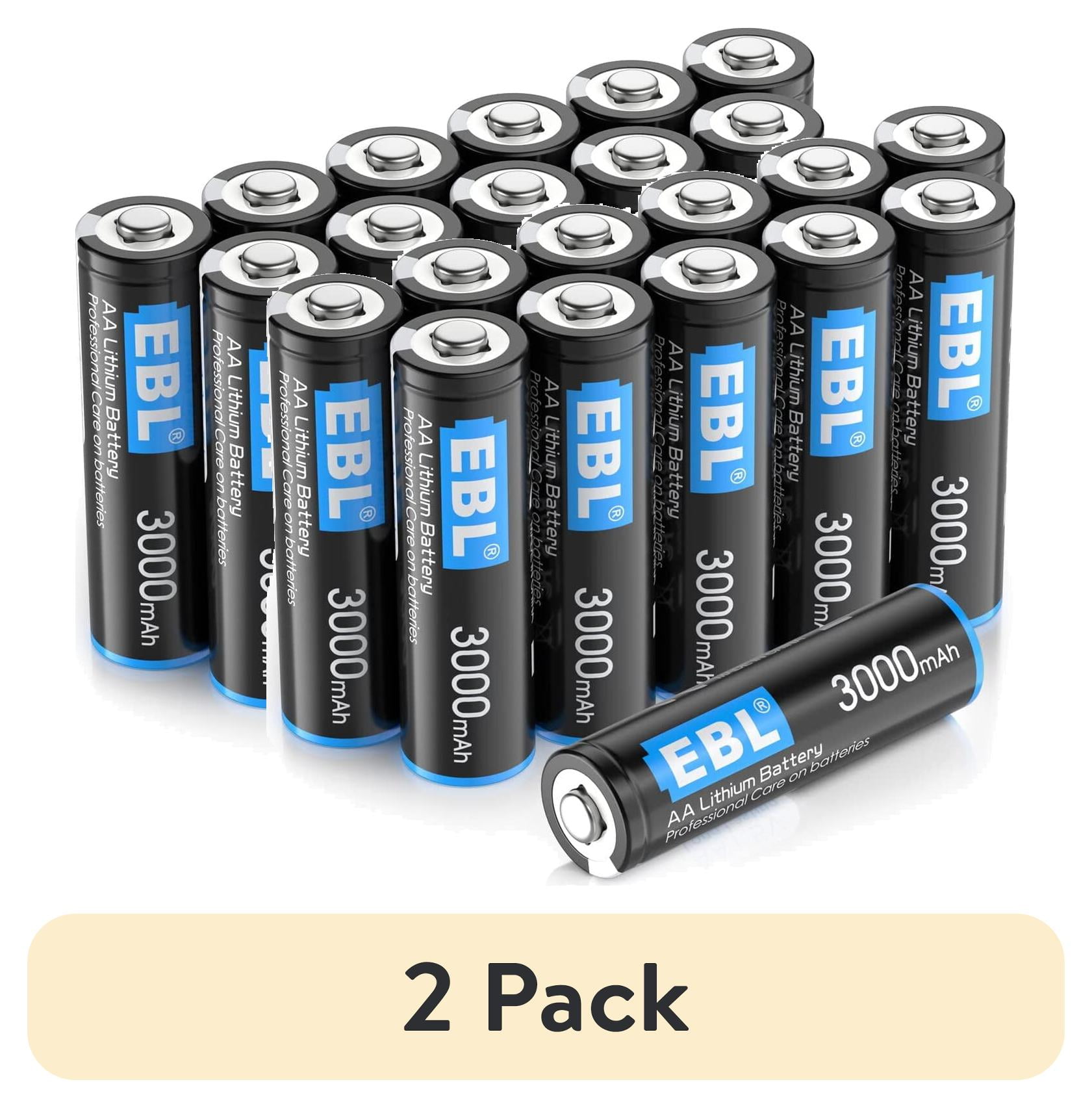 (2 pack) EBL 12 Pack 3000mAh 1.5V AA Lithium Batteries - High ...