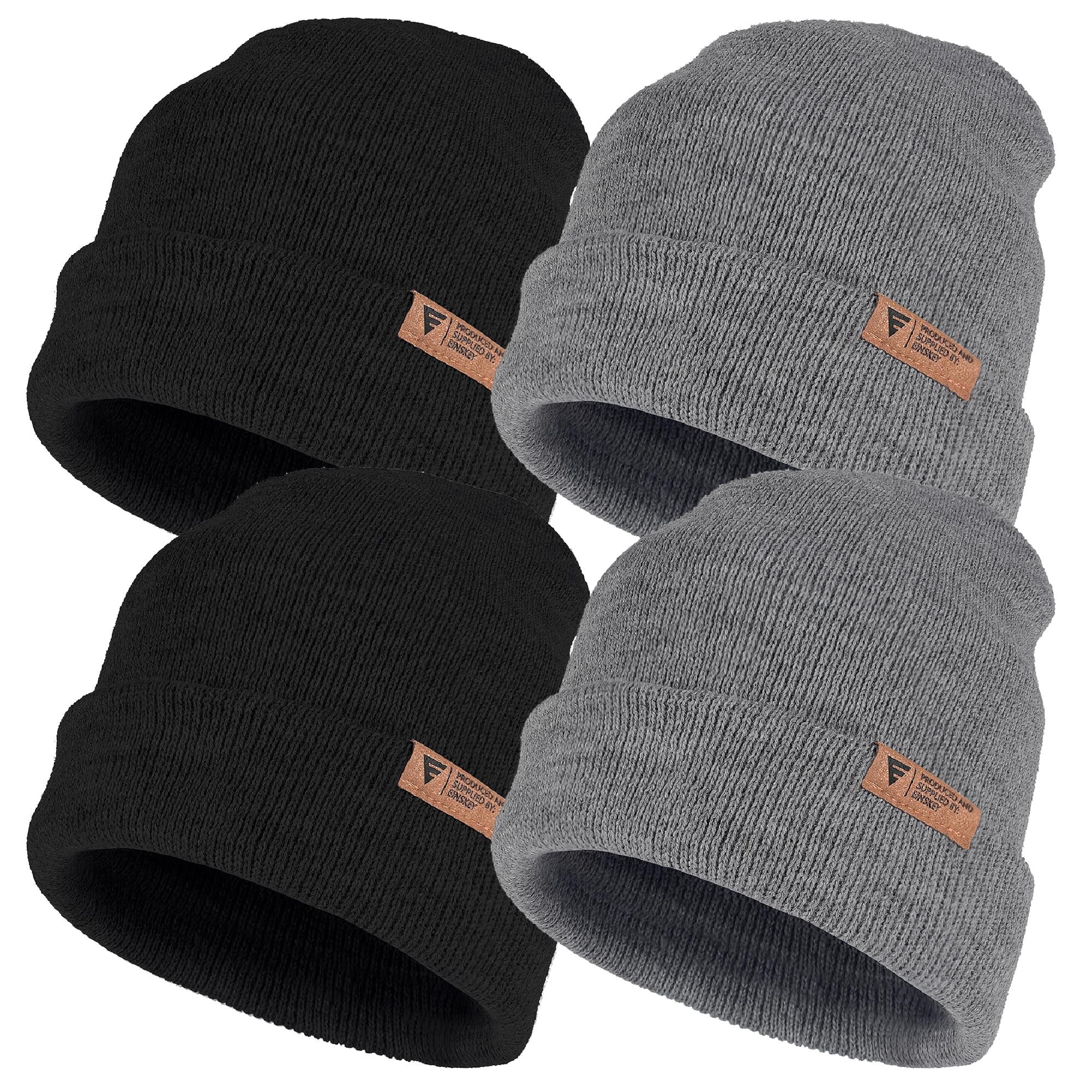 (2 pack) EINSKEY Knit Cuffed Lined Beanie, 2-Pack Skull Cap Beanie Stocking Hats For Men Fall ...