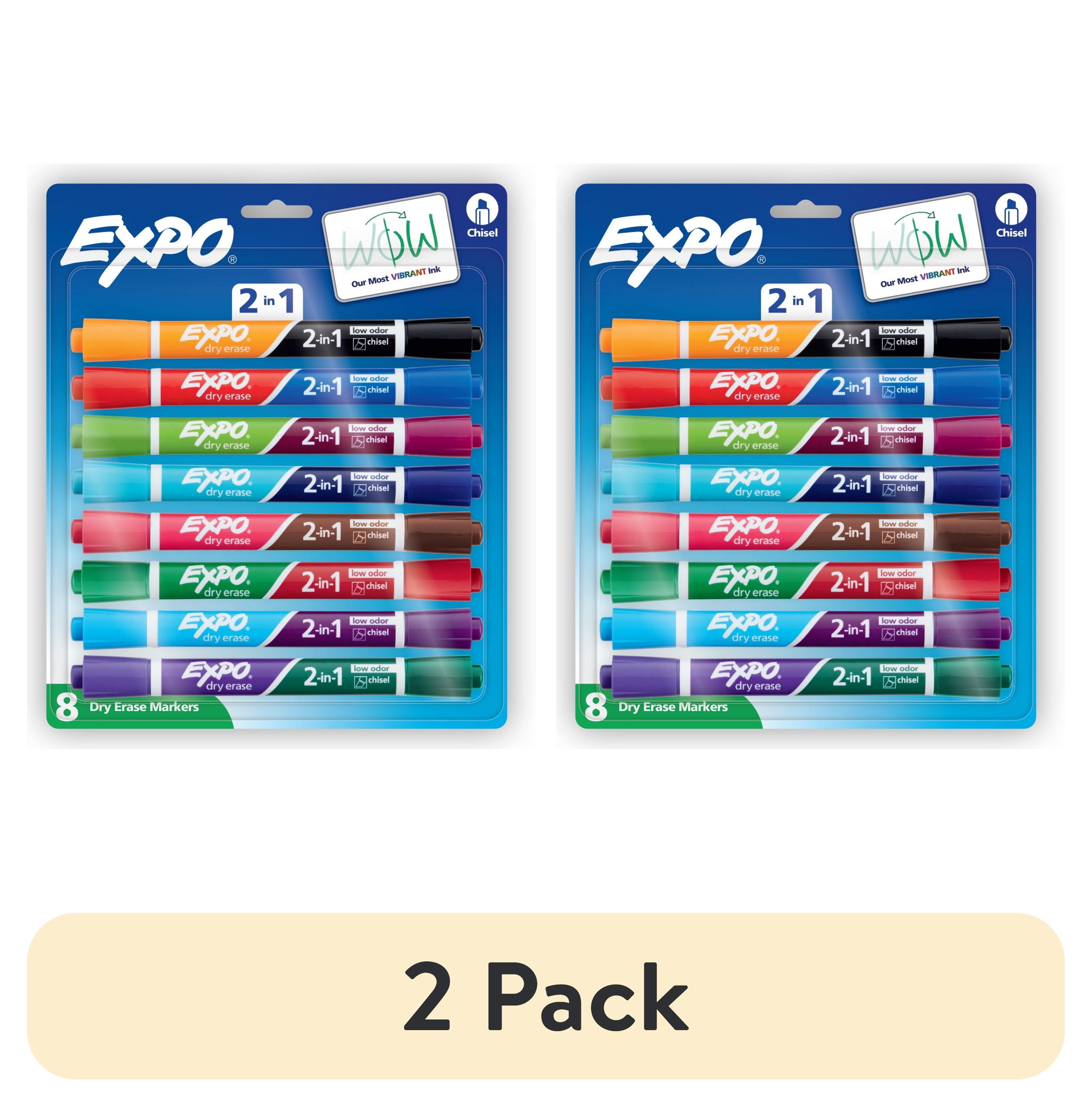 (2 pack) EXPO 2-in-1 Dry Erase Markers, Dual-Ended Markers, Assorted ...
