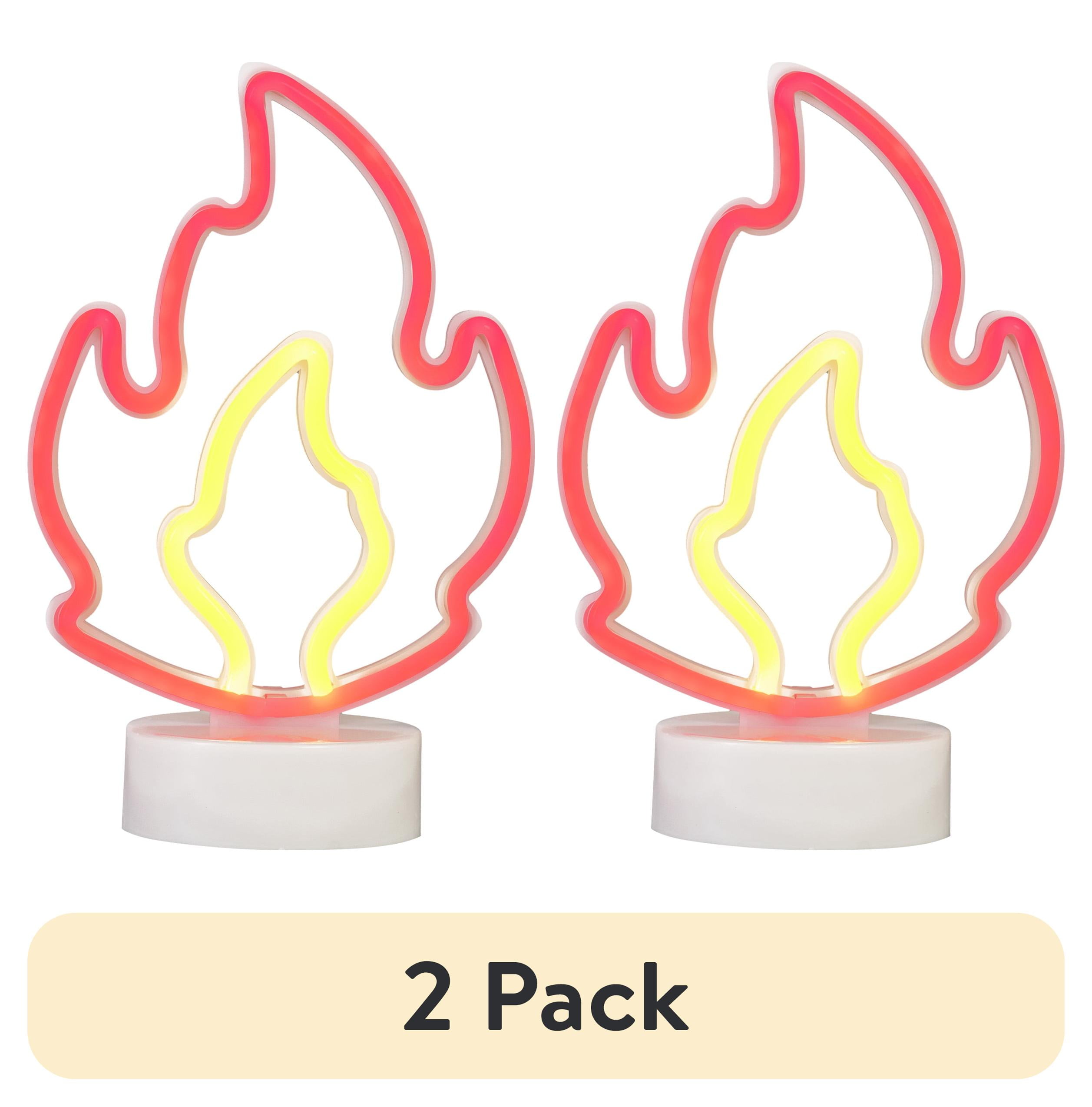 (2 pack) EZ-Illuminations Battery Operated Red LED Neon-Style Flame ...