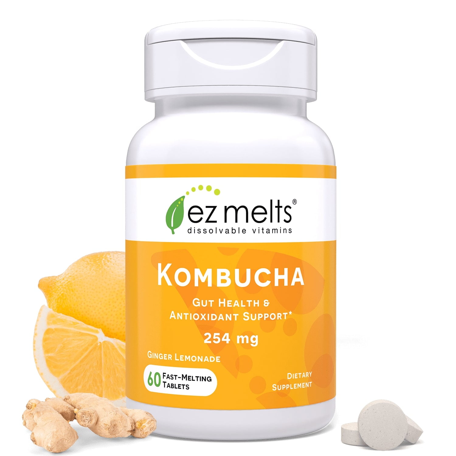 (2 pack) EZ Melts Dissolvable Sugar-Free Kombucha Tablets with SCOBY ...