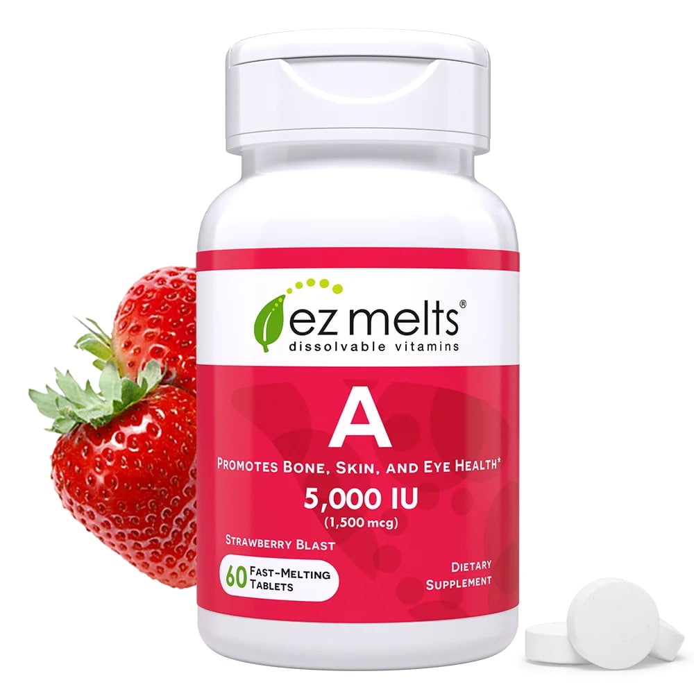 (2 pack) EZ Melts Dissolvable Vitamin A 5,000 IU, Sugar-Free, 2-Month ...