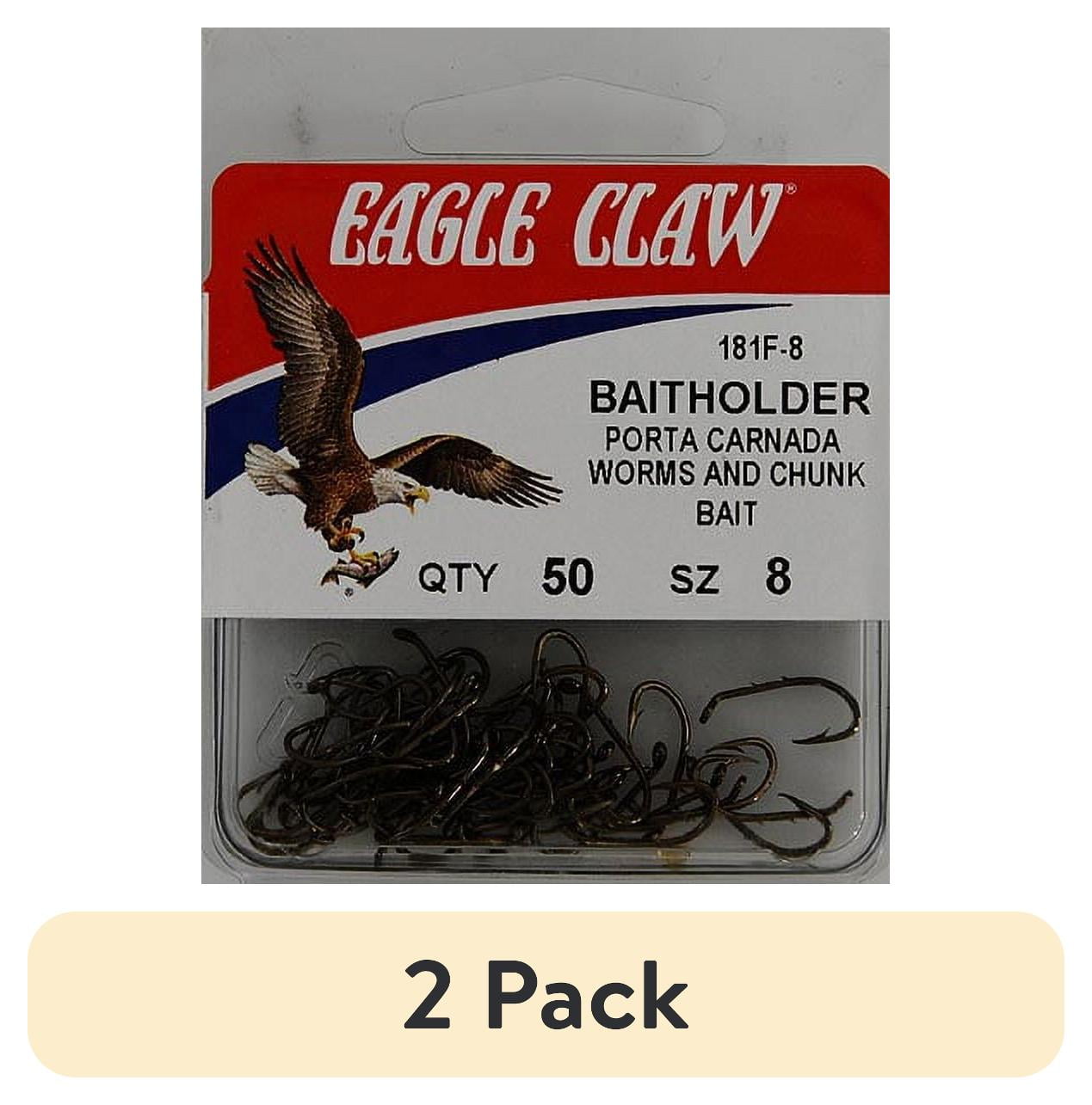 (2 pack) Eagle Claw 181FH-8 Baitholder Down Eye 2-Slice Offset Hook ...