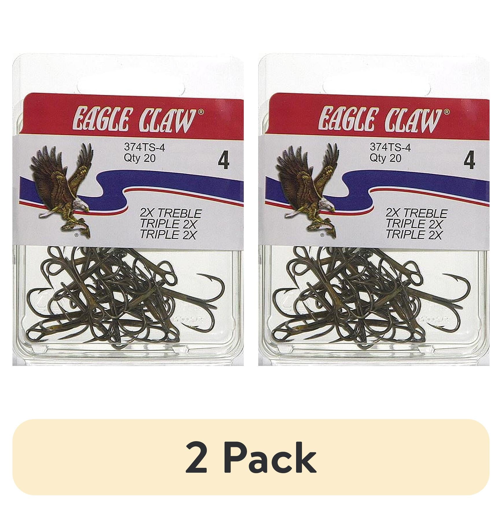 Eagle Claw 2X Treble Hooks Size 4 Bronze 20 Pack for Freshwater Lures ...