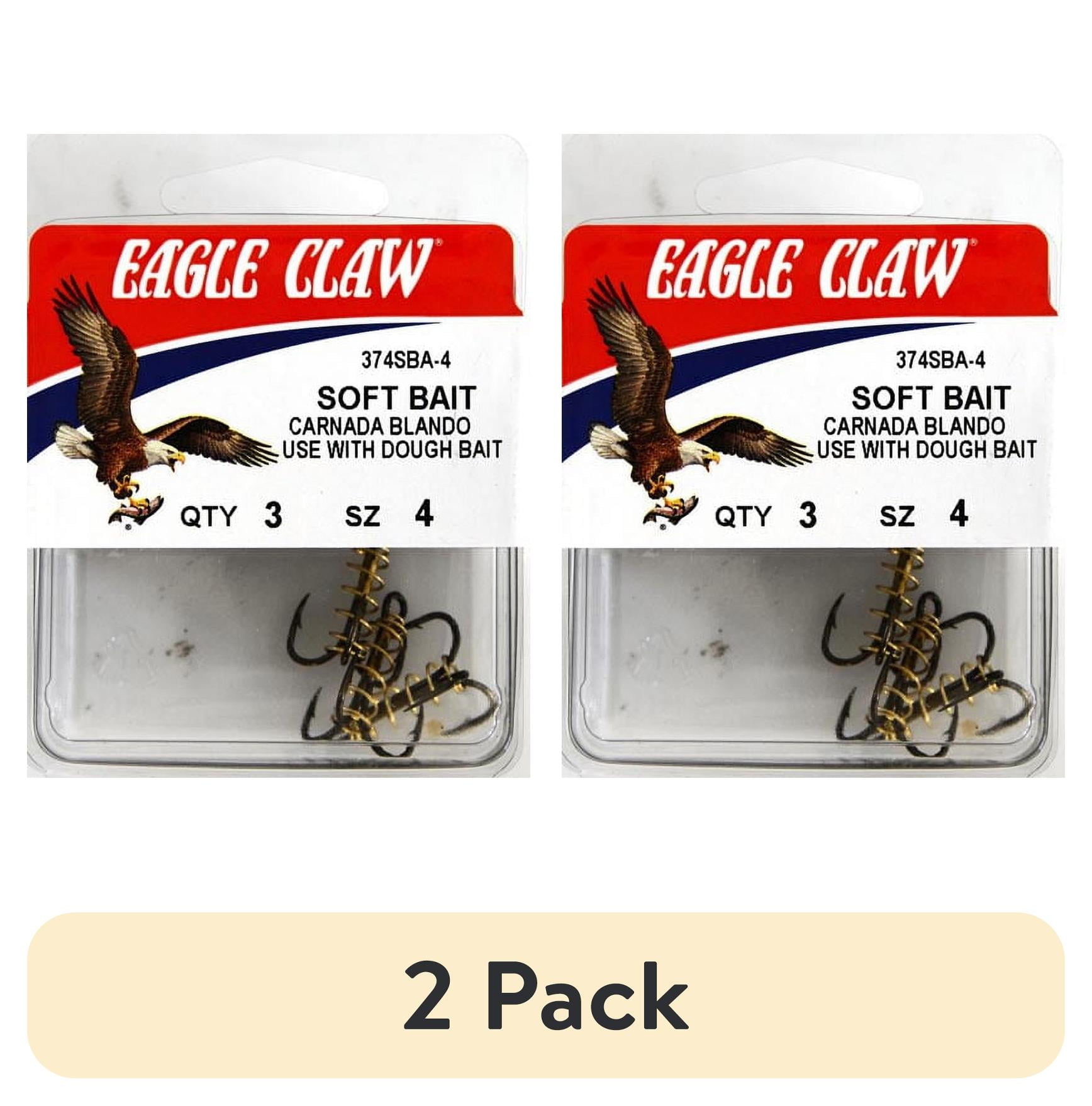 (2 pack) Eagle Claw 2X Treble Soft Bait with Spring Fishing Hooks ...