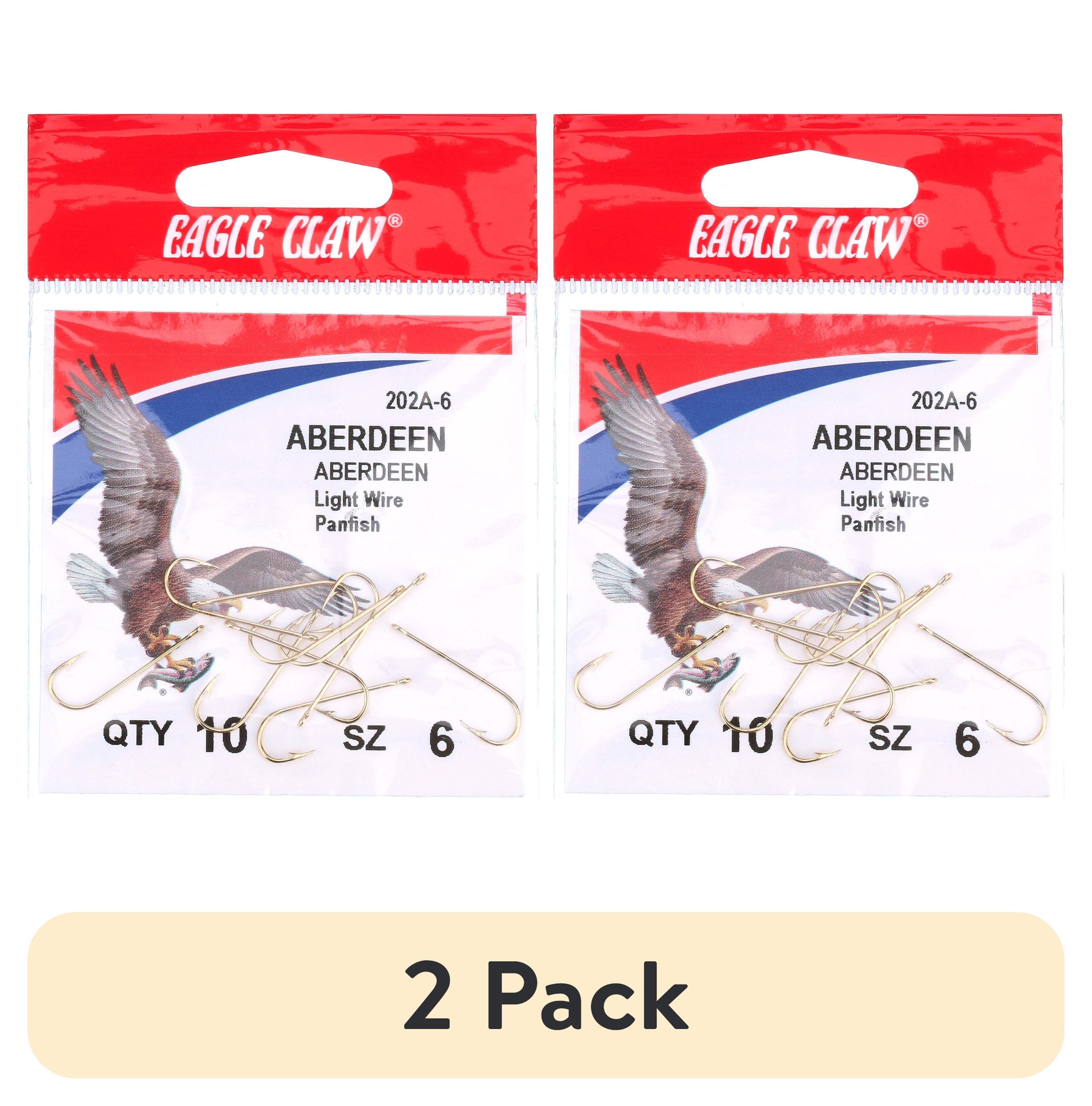 Eagle Claw 2 Pack Gold Aberdeen Light Wire Non-Offset Fishing Hooks for ...