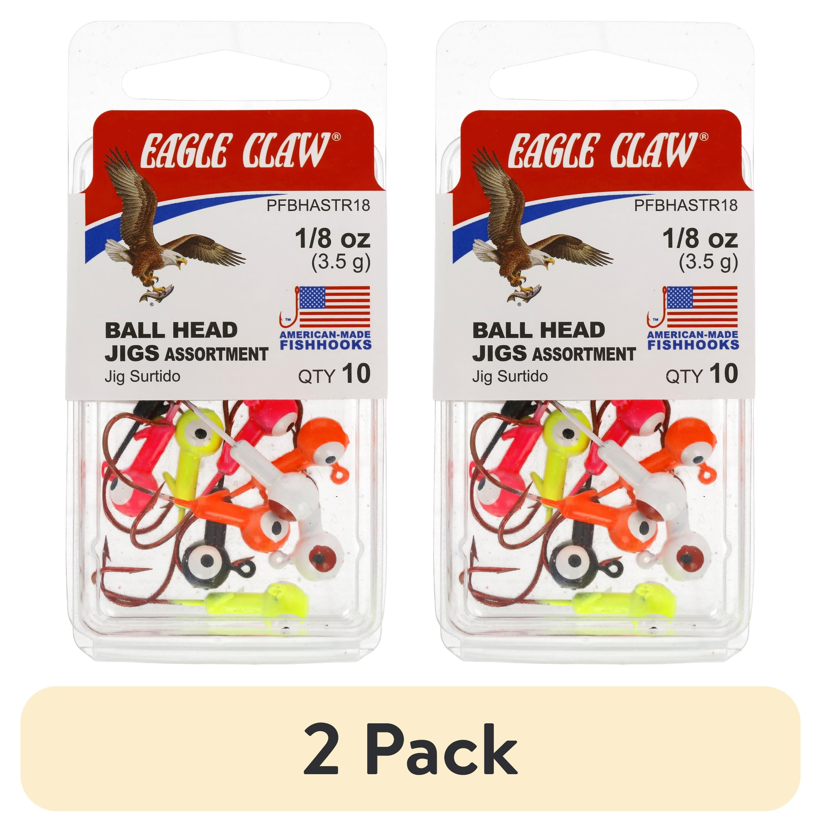 (2 pack) Eagle Claw Ball Head Fishing Jig, Red Hook, 1/8 oz. - Walmart.com