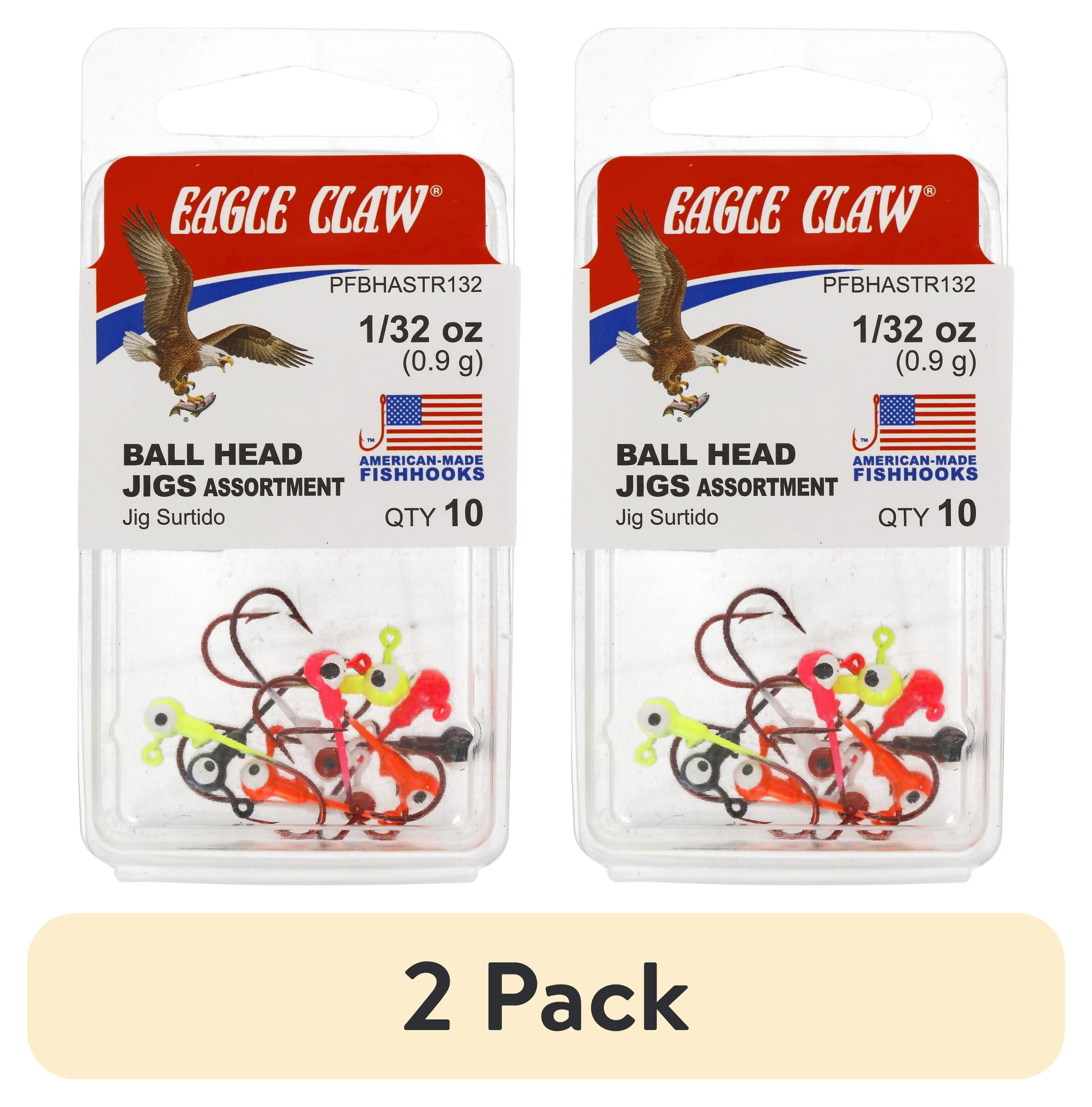 (2 pack) Eagle Claw Ball Head Fishing Jig, Unpainted with Red Hook, 1/ ...