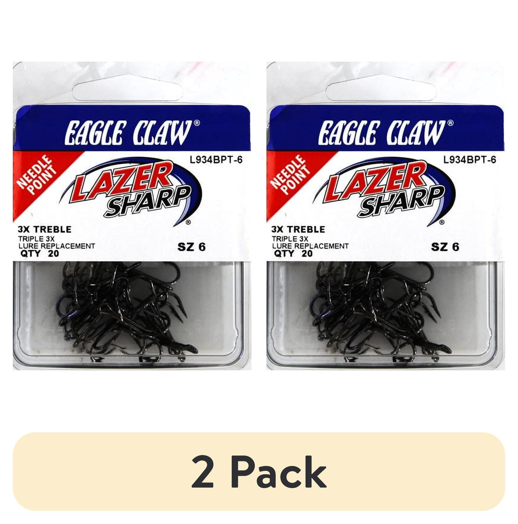 Eagle Claw Lazer Sharp 3X Treble Hooks - Size 6 (20 Pack) - Walmart.com