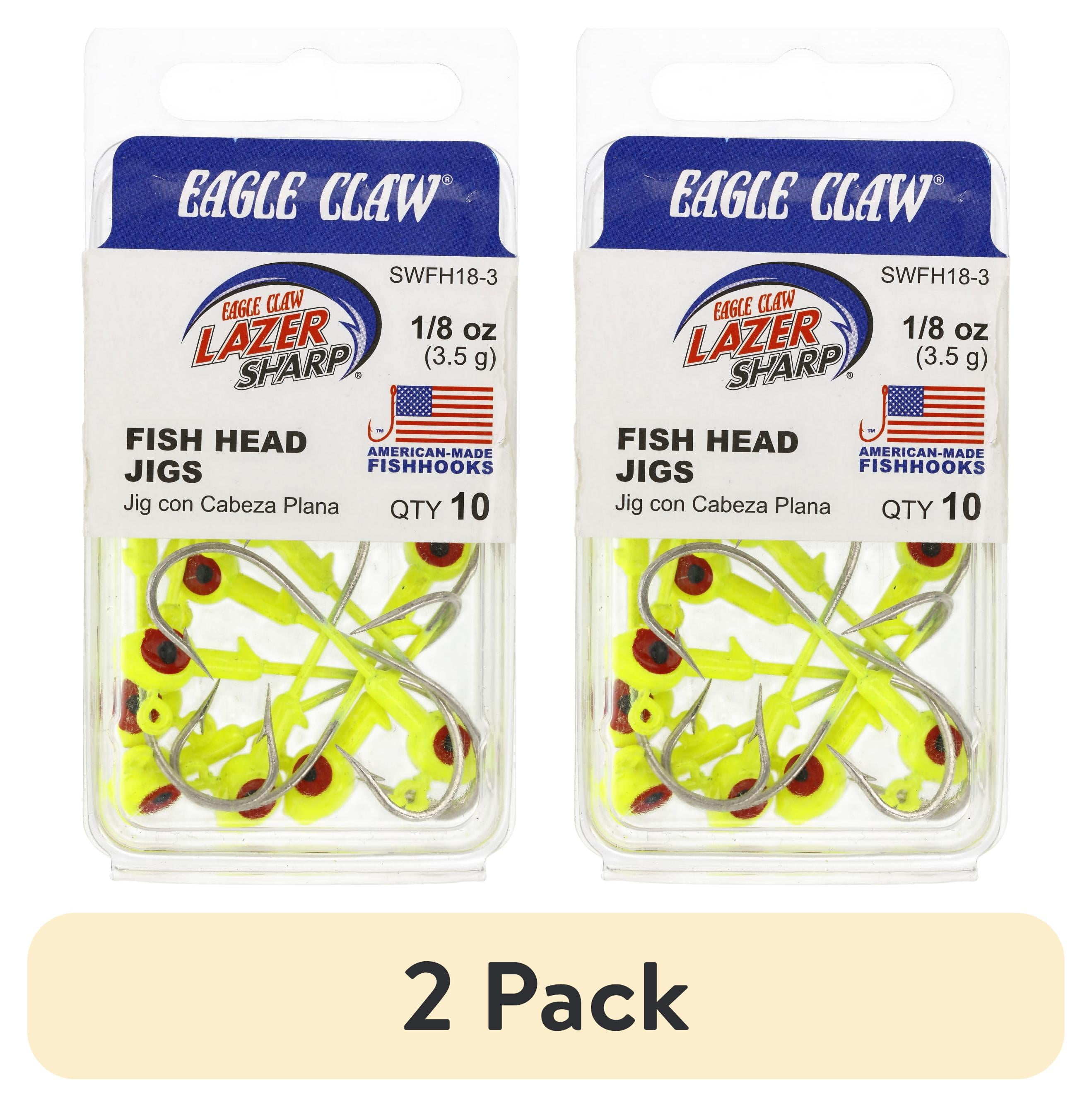 (2 pack) Eagle Claw Lazer Sharp Saltwater Fish Head, Chartreuse with ...