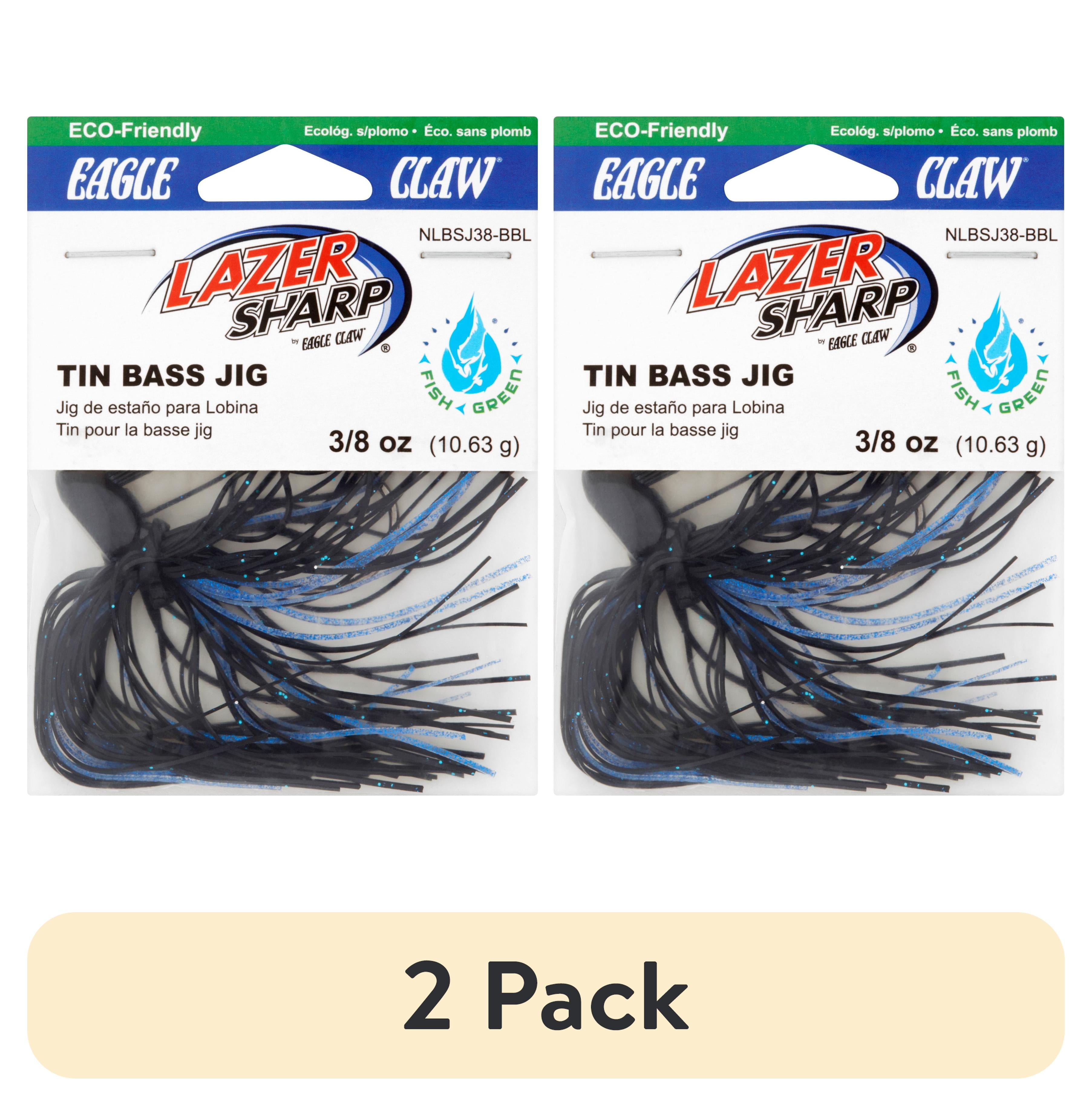 (2 pack) Eagle Claw Lazer Sharp Tin Bass Fishing Jig with, Black & Blue ...