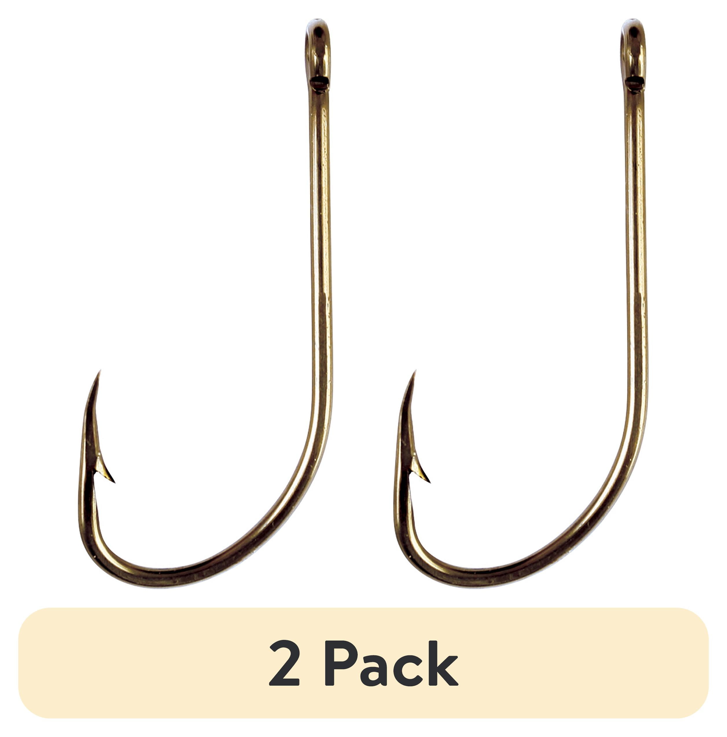 (2 pack) Eagle Claw Plain Shank Offset Fishing Hook, Bronze, Size 2/0 ...