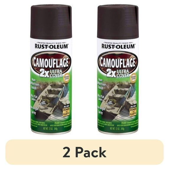 (2 pack) Earth Brown, Rust-Oleum Camouflage 2X Ultra Cover Spray Paint ...