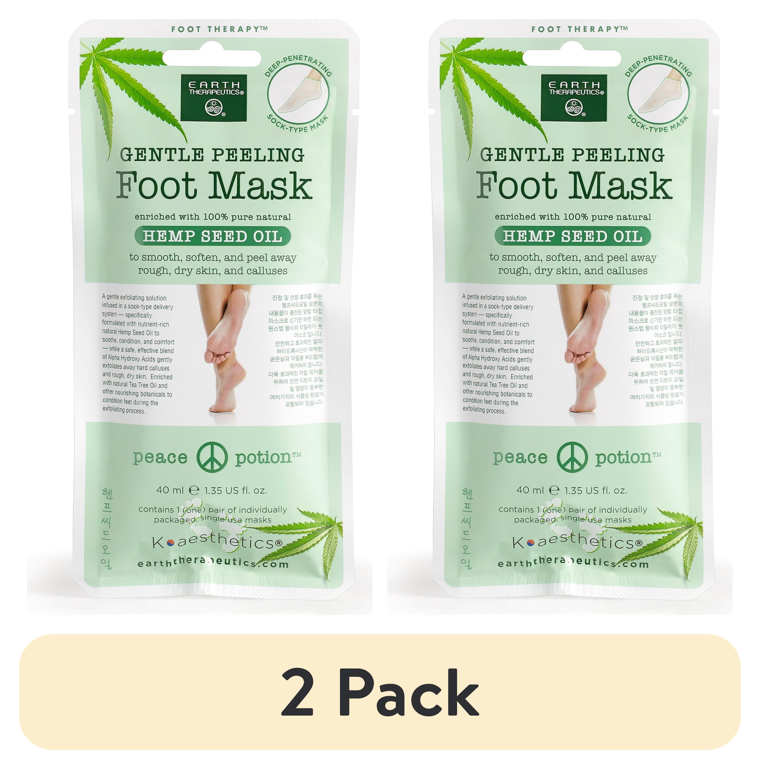 (2 pack) Earth Therapeutics Hemp Seed Oil Peeling Foot Mask 1 Pair Is ...