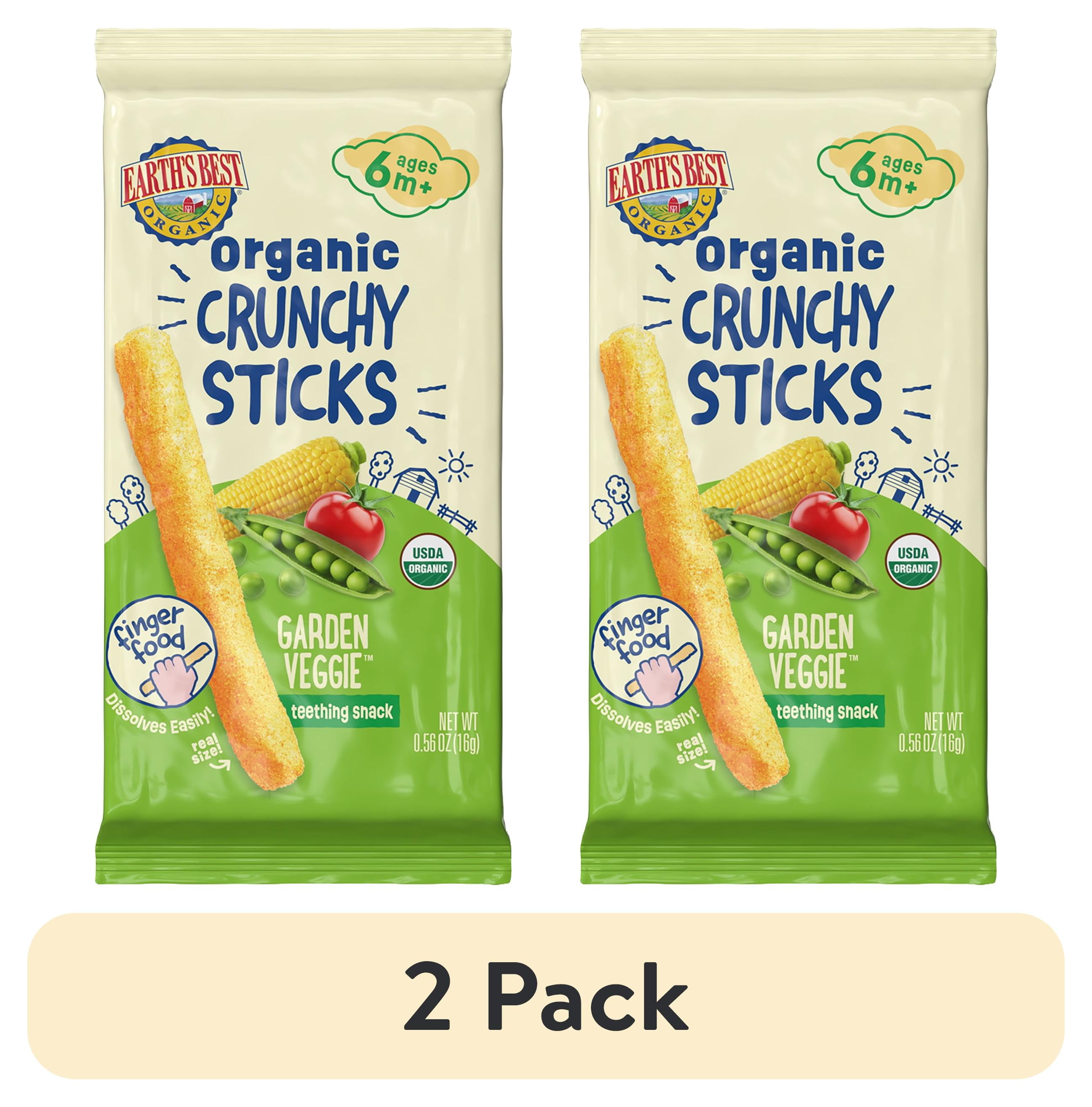 (2 pack) Earth's Best Organic Teething Crunchy Sticks Garden Veggie ...