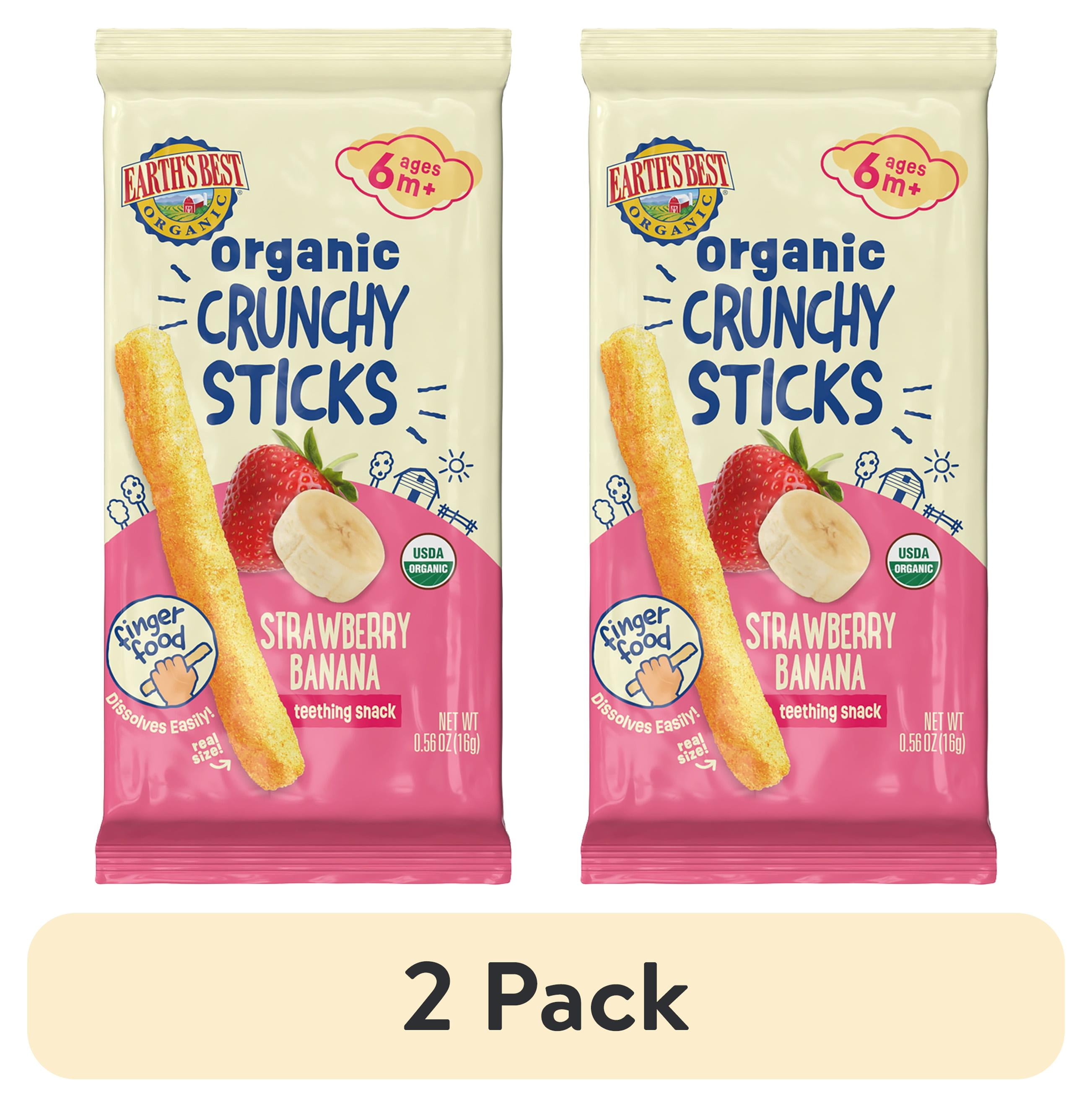 (2 pack) Earth's Best Organic Teething Crunchy Sticks Strawberry Banana ...