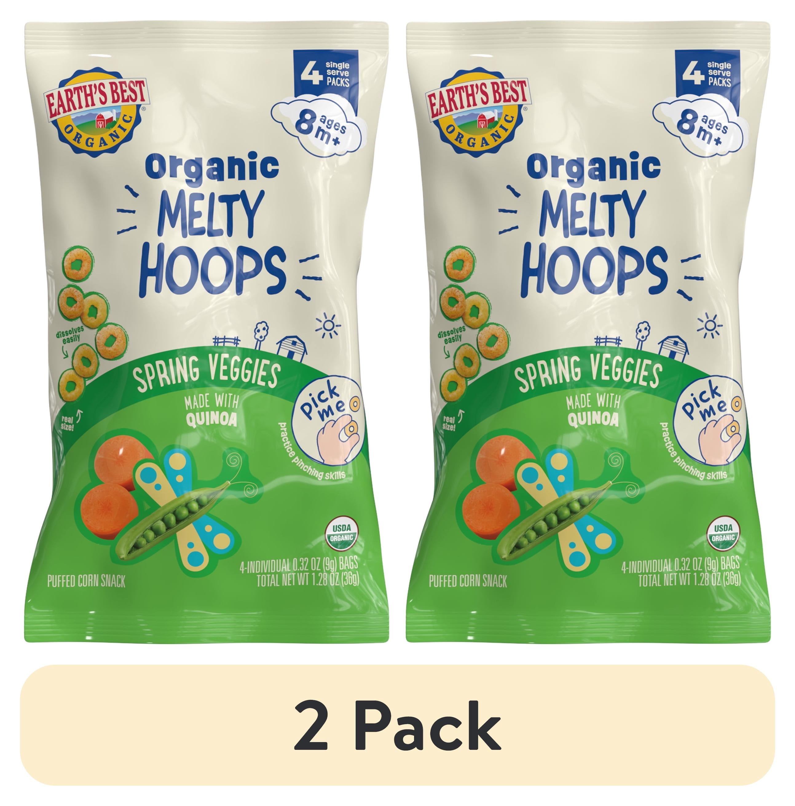 (2 pack) Earth's Best Organic Bite-Size Melty Hoops Spring Veggies ...