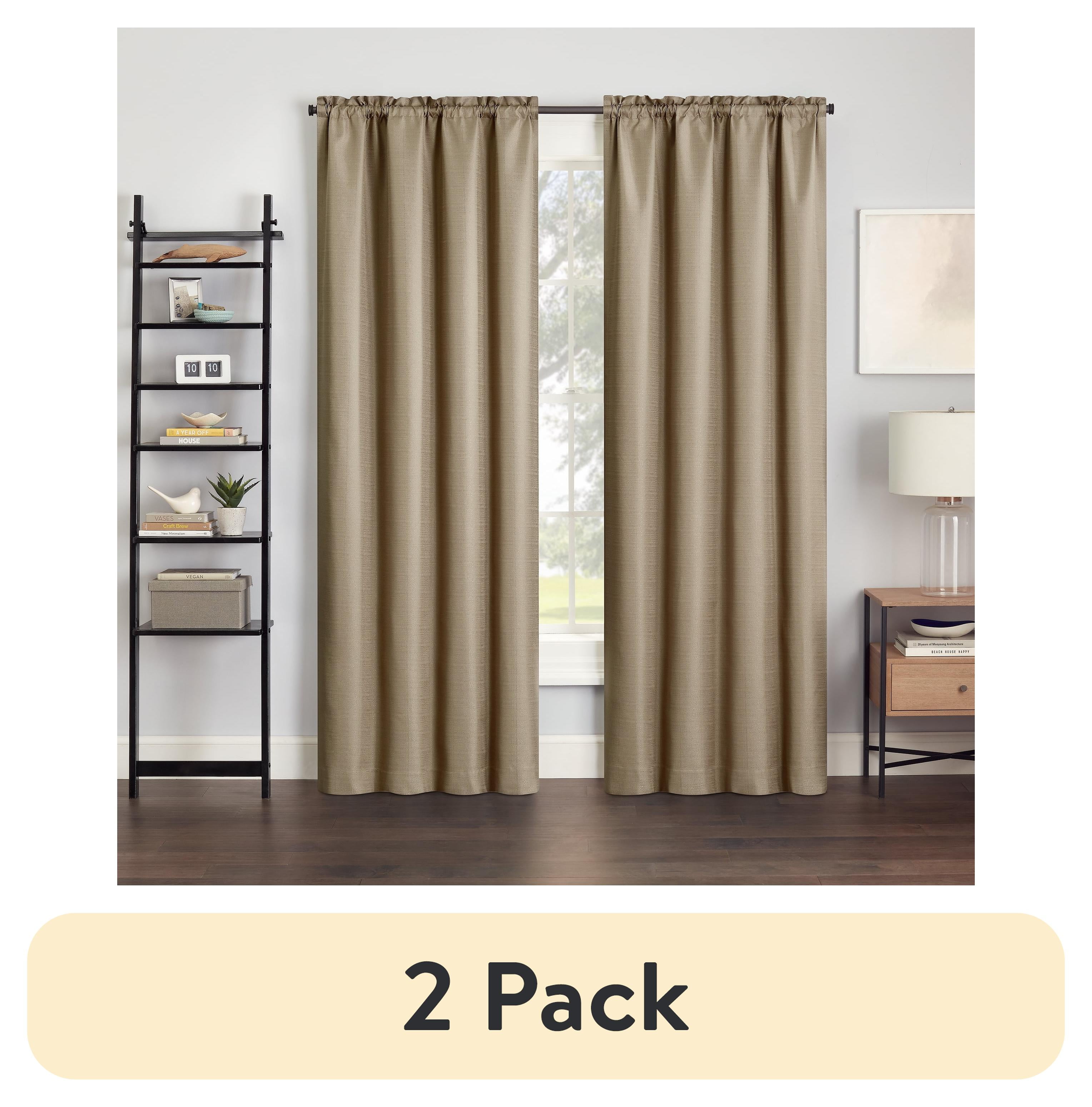 (2 pack) Eclipse Samara Solid Color Blackout Rod Pocket Single Curtain Panel, Latte, 42" W x 63 ...
