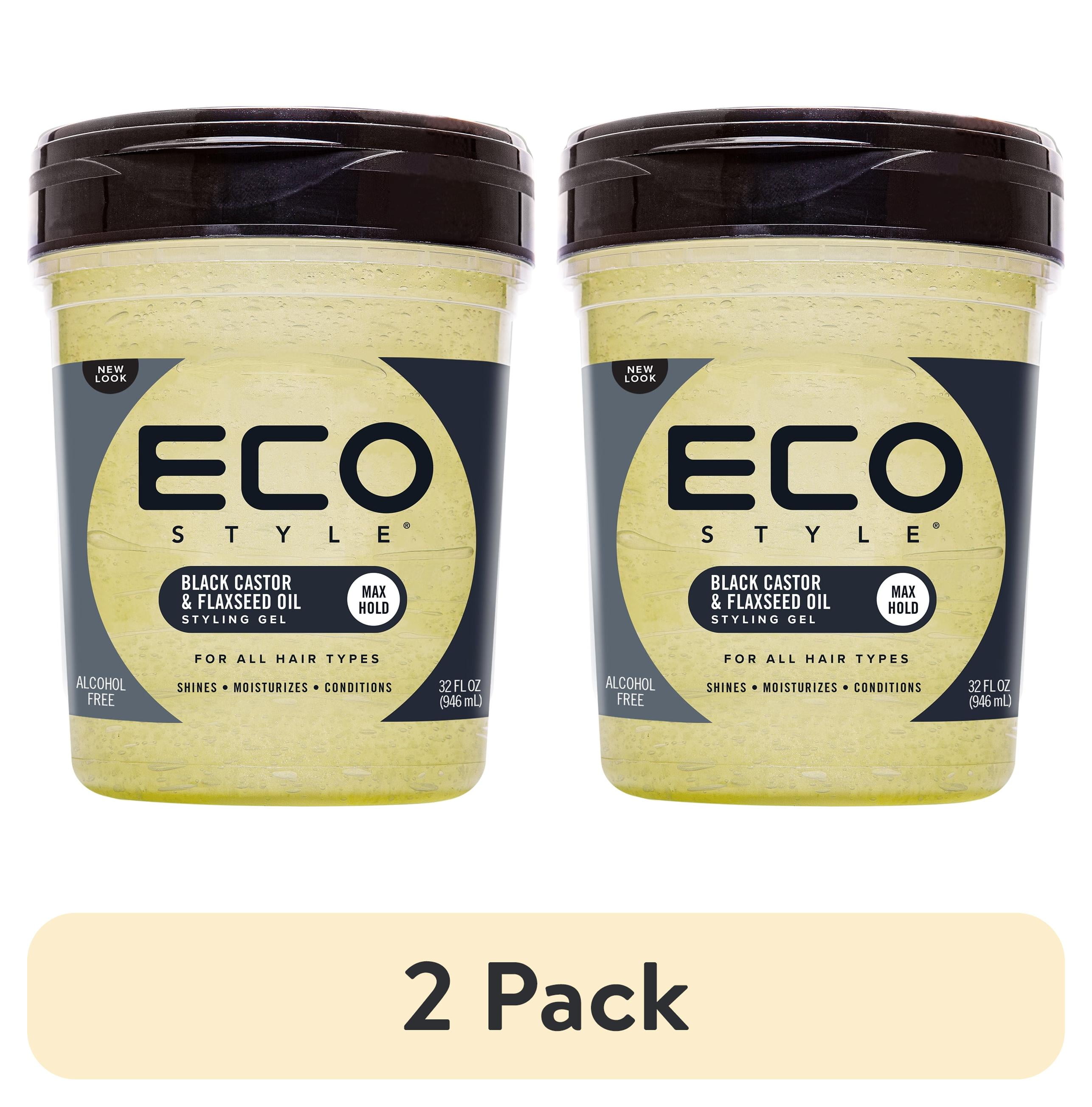 (2 pack) Eco Style Black Castor & Flaxseed Oil Hair Styling Gel, 32 oz ...