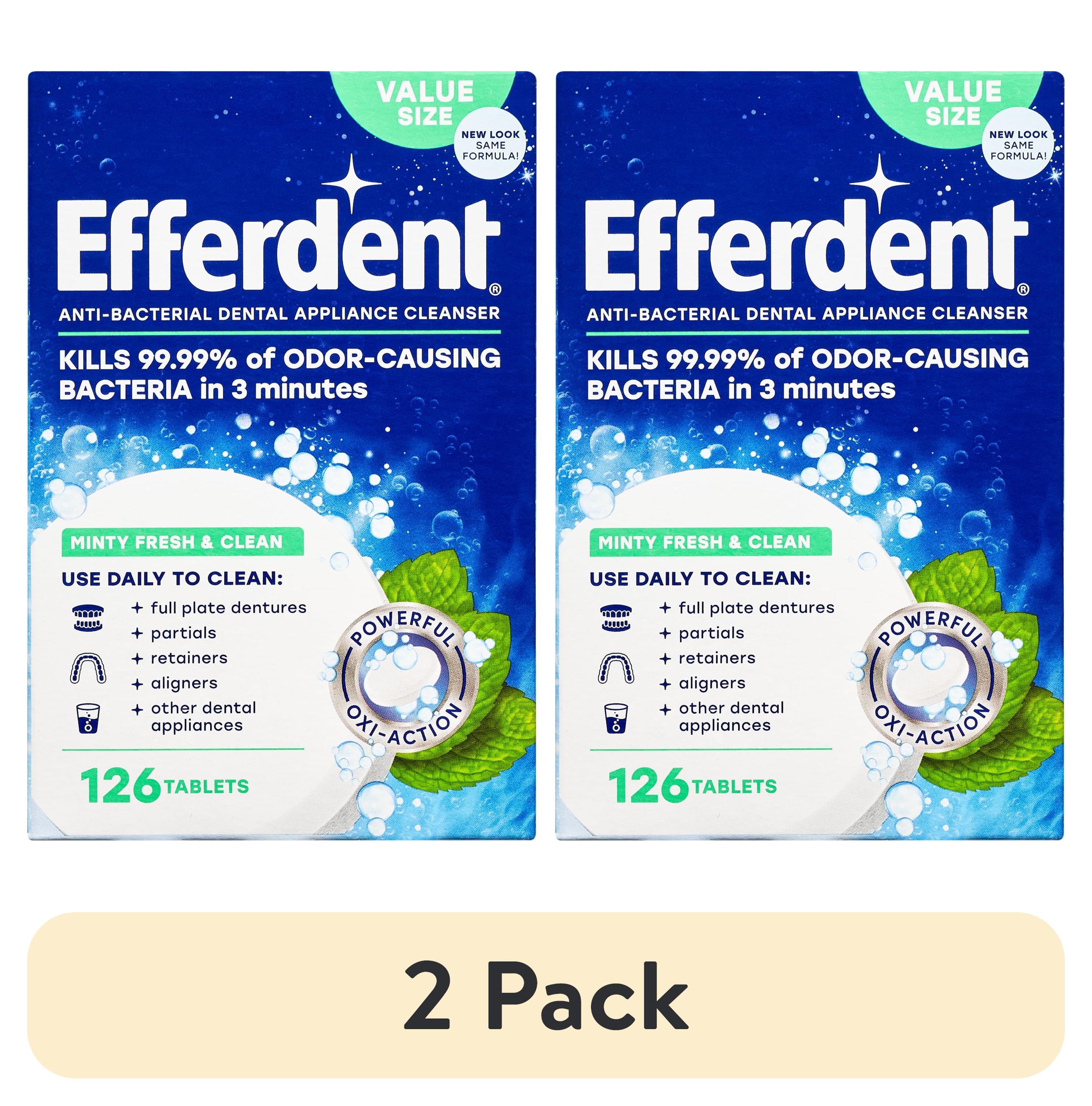 (2 pack) Efferdent Retainer & Denture Cleaner Tablets, Minty Fresh ...