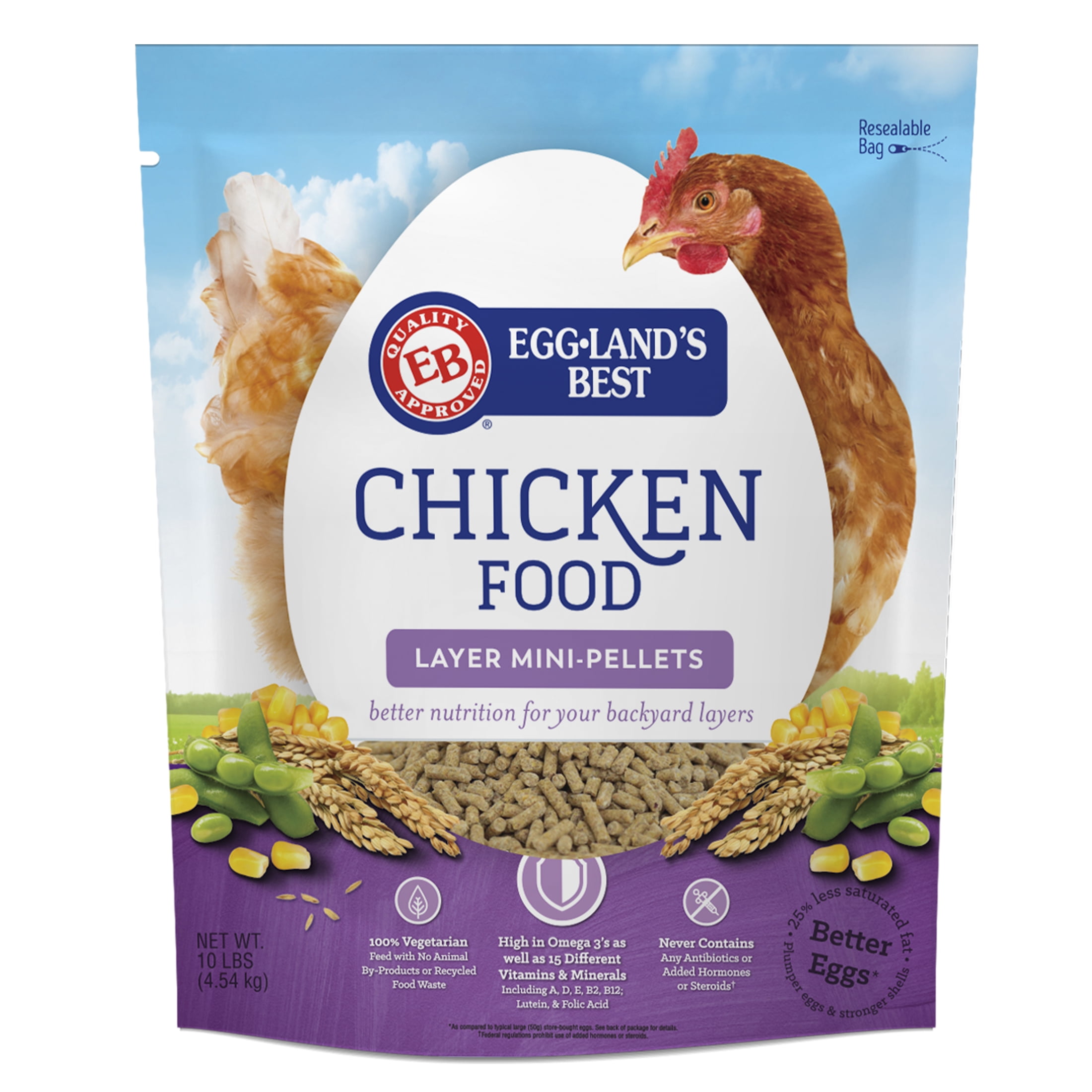 (2 pack) Eggland's Best 17% Layer Mini Pellets Chicken Feed, 10 lb ...